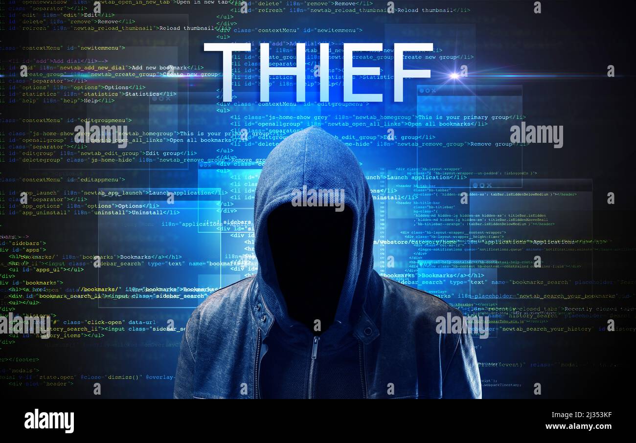 Faceless hacker on code background Stock Photo - Alamy