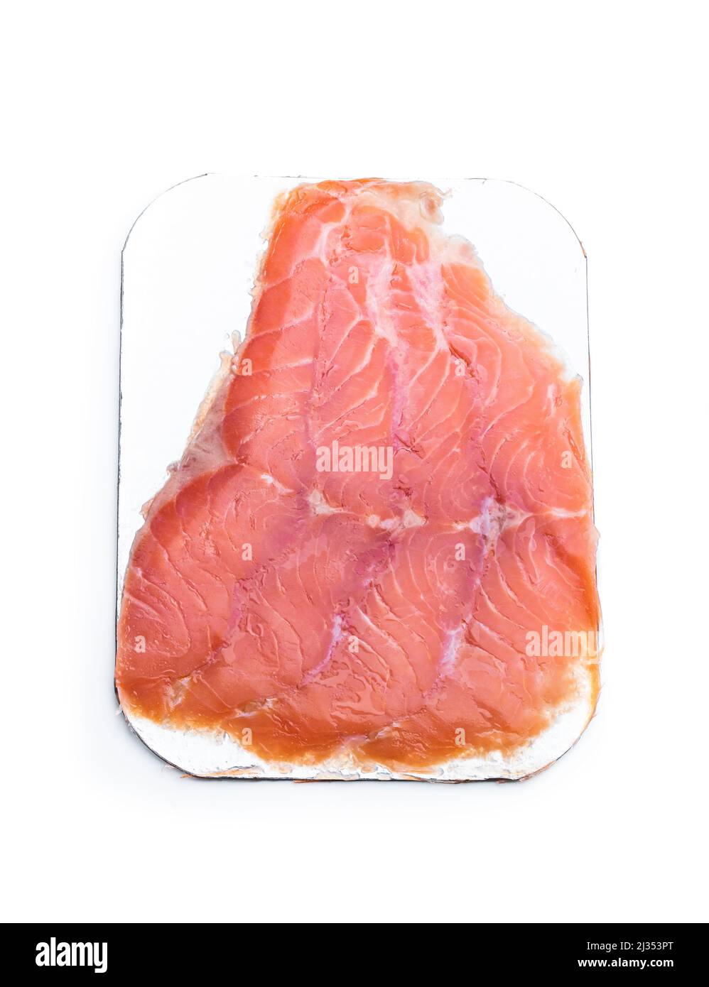 Smoked salmon slices in package isolated on white Stock Photo - Alamy