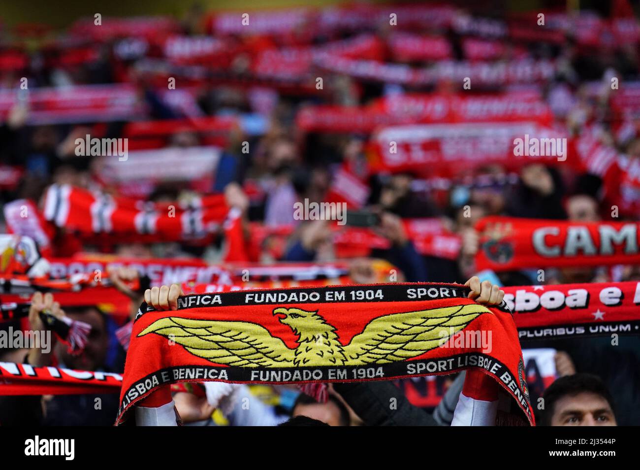 Benfica fans in the stands show their support during the UEFA Champions ...
