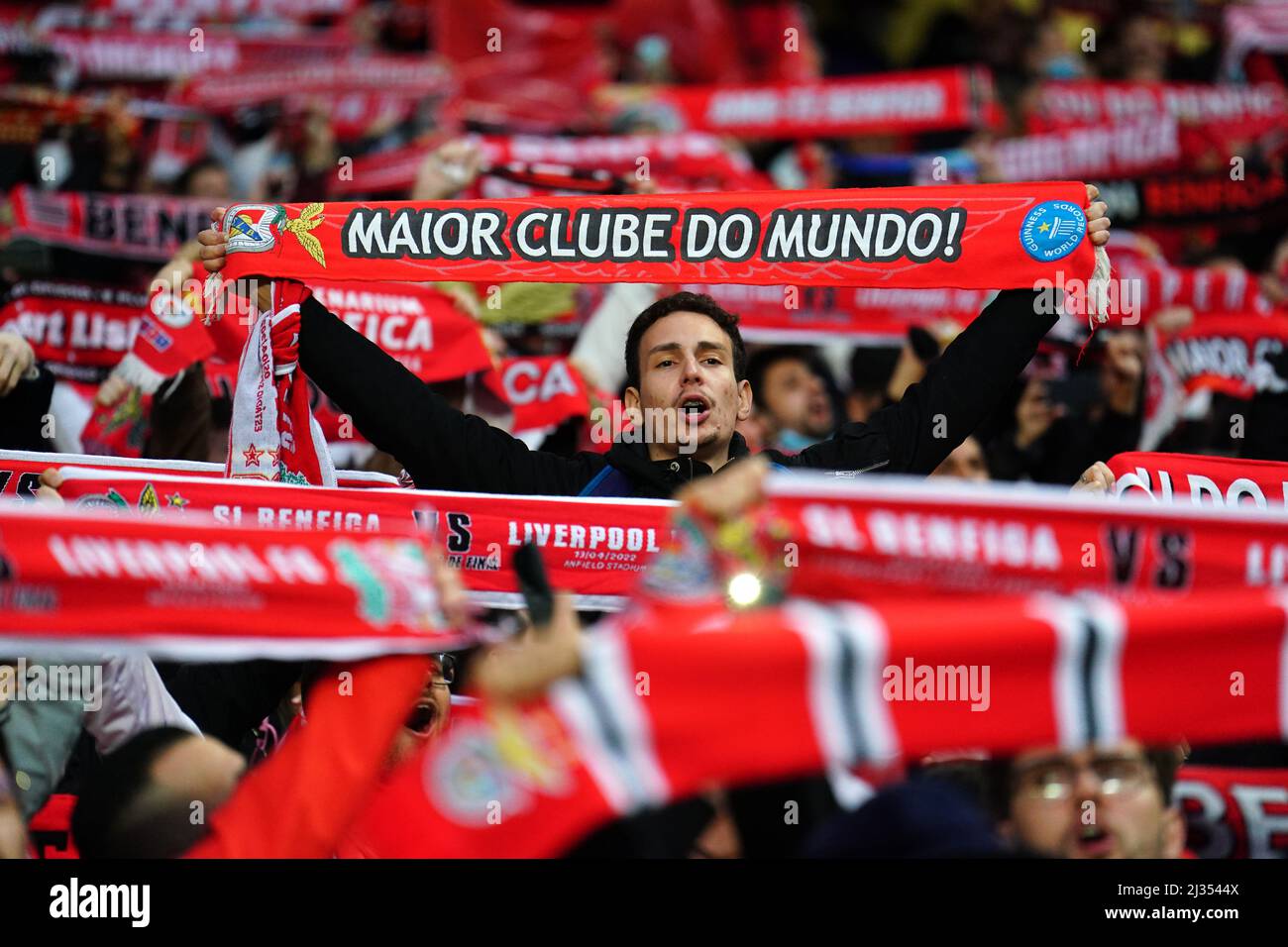 Benfica fans in the stands show their support during the UEFA Champions ...