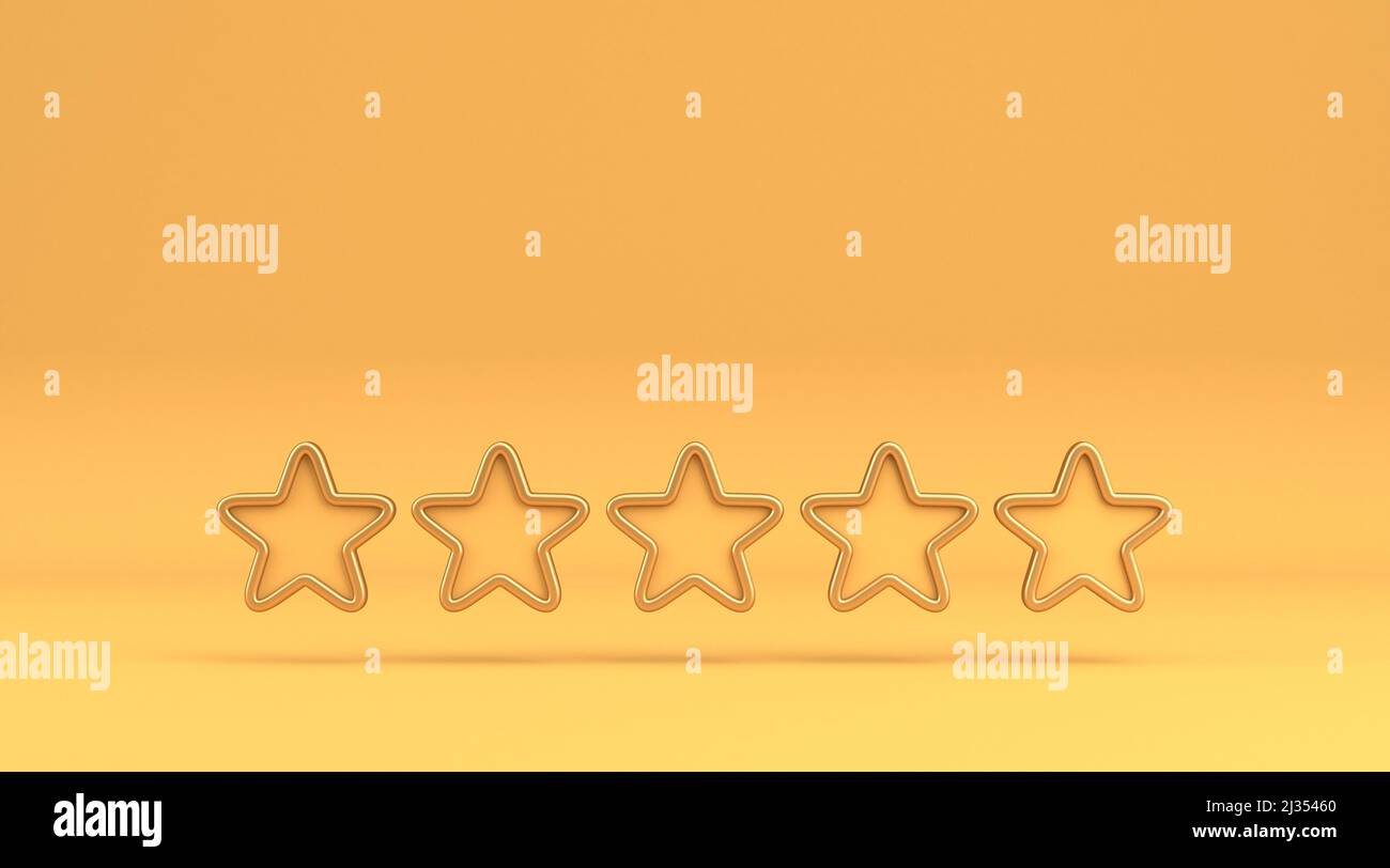 Five framed star rating sign 3D rendering illustration isolated on ...