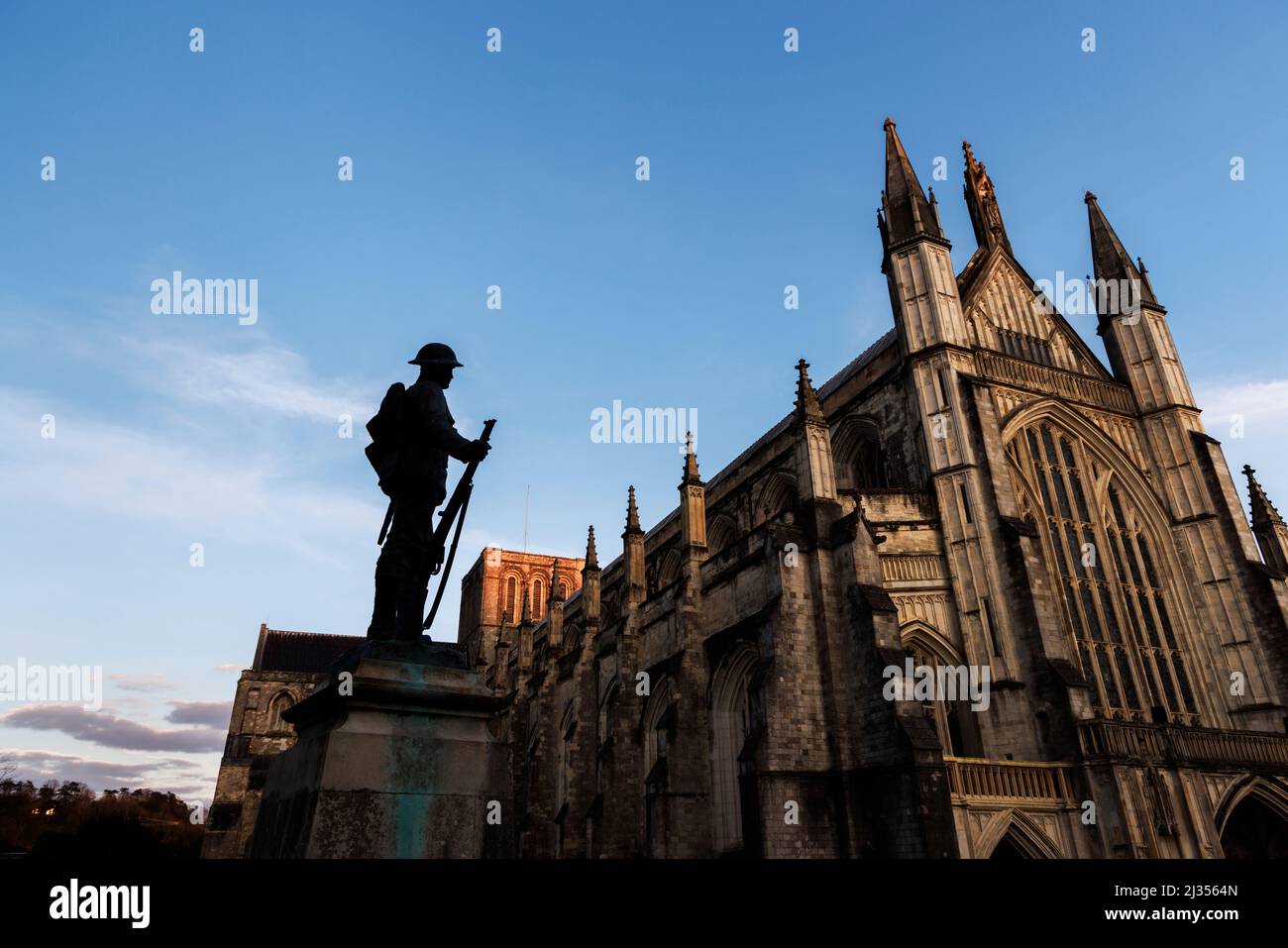 Commemorative memorial bronze statue of a rifleman of The King's Royal ...