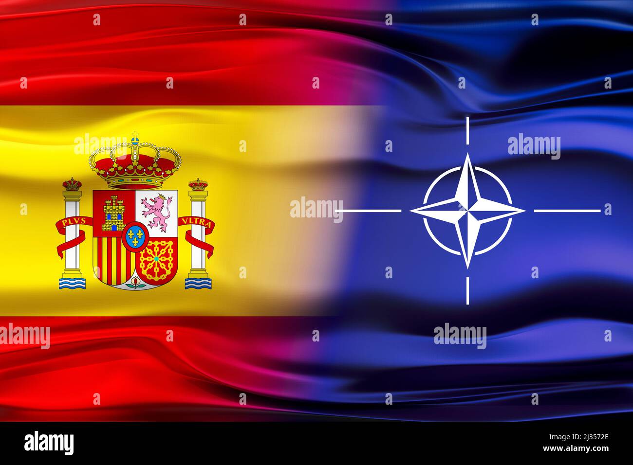 Spain and NATO flags - 3D illustration Stock Photo - Alamy