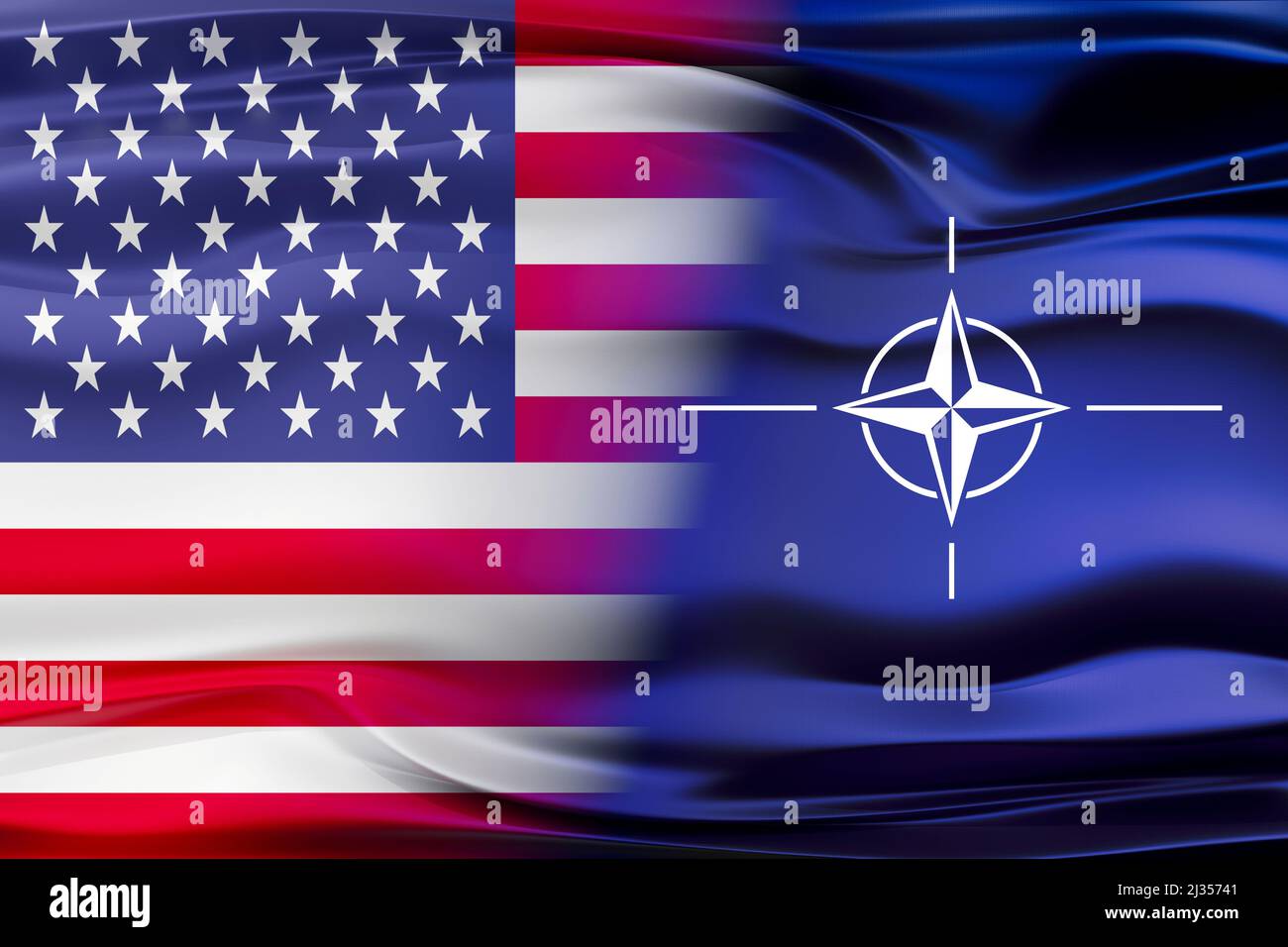USA and NATO flags - 3D illustration Stock Photo - Alamy