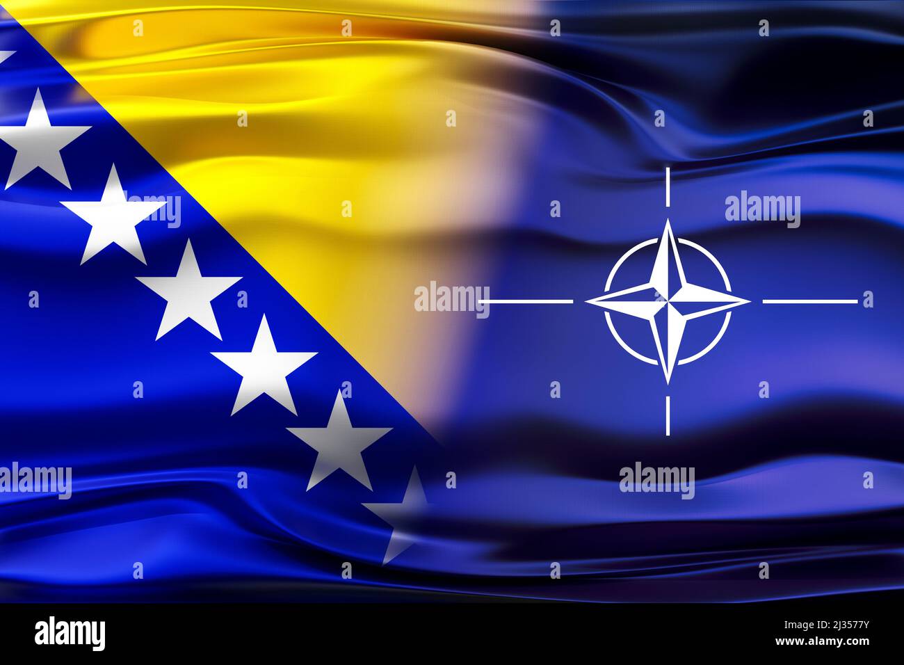 Bosnia and Herzegovina and NATO flags - 3D illustration Stock Photo - Alamy