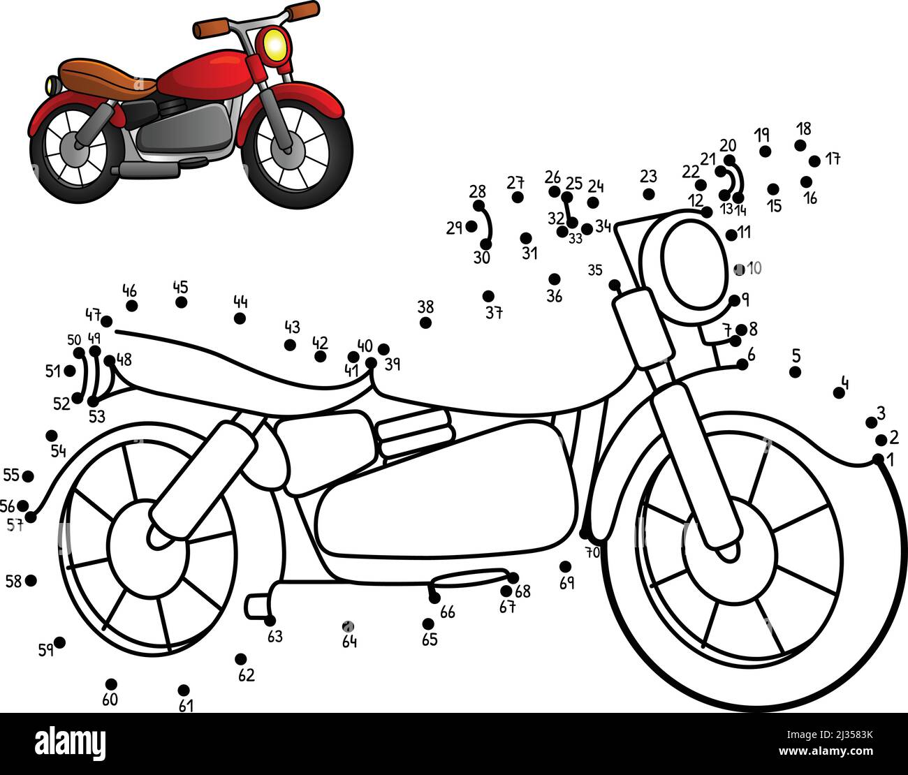 Dot to Dot Motorcycle Isolated Coloring Page Stock Vector Image & Art ...