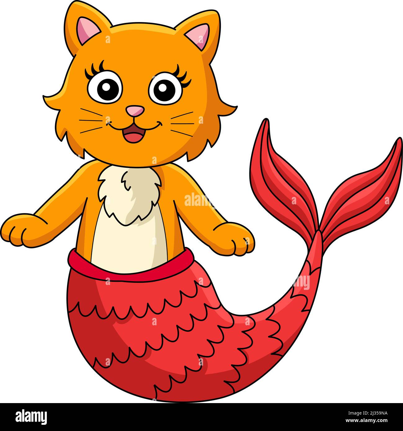 Cat Mermaid Cartoon Colored Clipart Illustration Stock Vector Image ...
