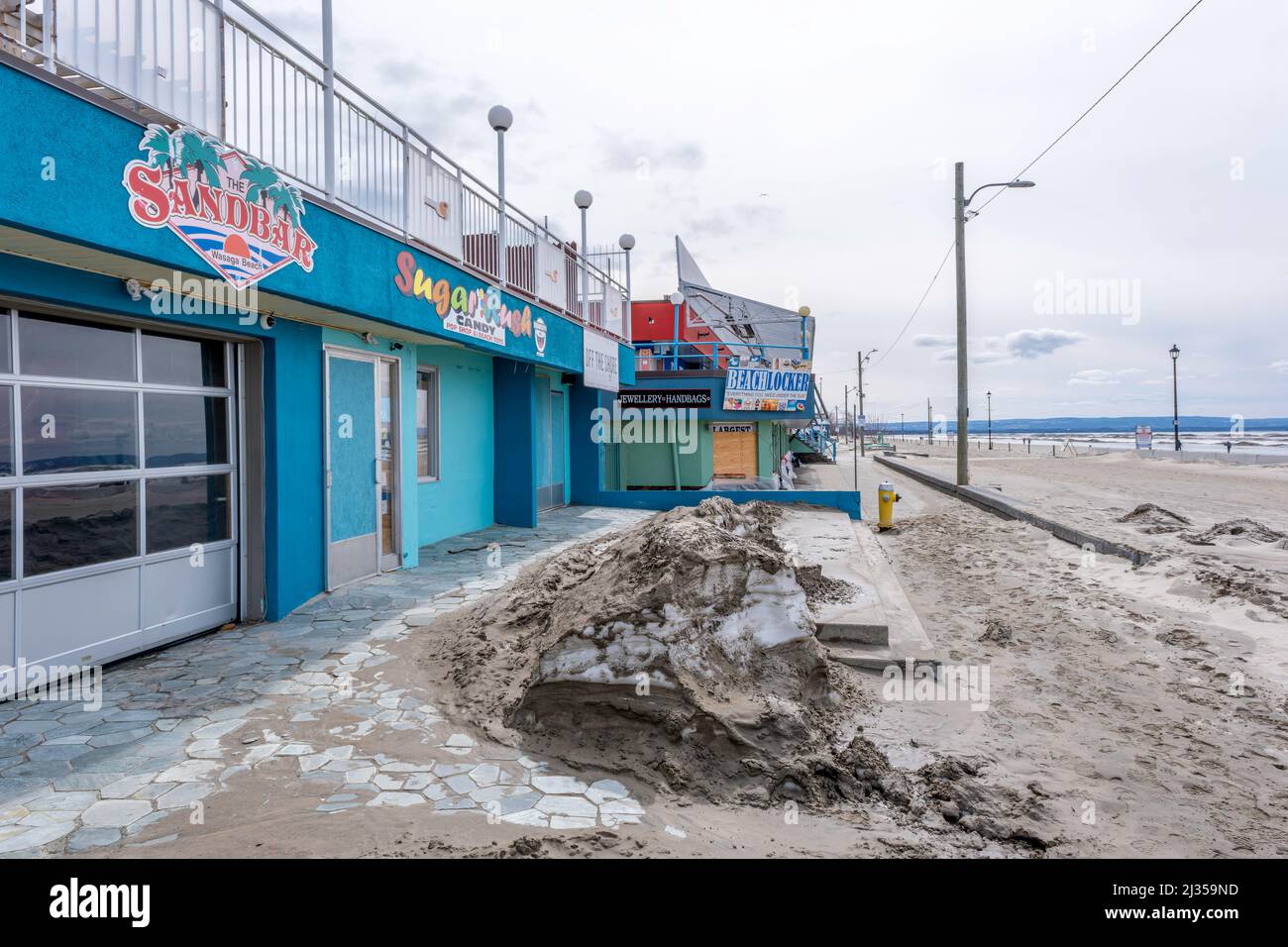 With ice still on Nottawasaga Bay Wasaga Beach is virtually deserted ...