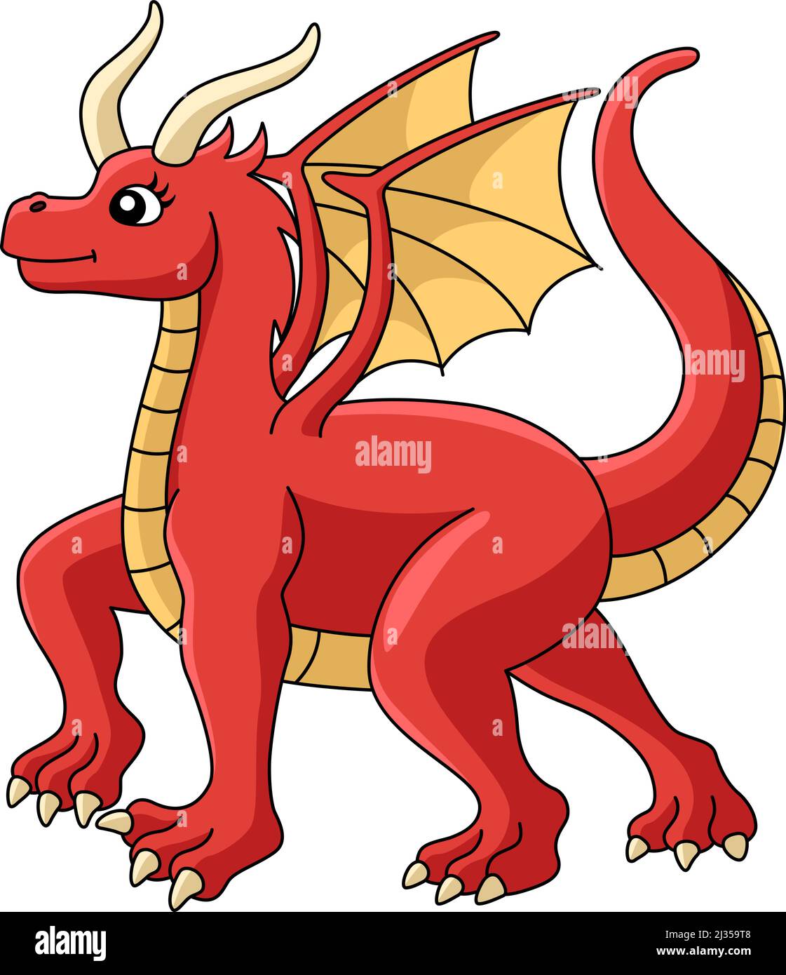 Walking Female Dragon Cartoon Colored Clipart Stock Vector Image & Art ...