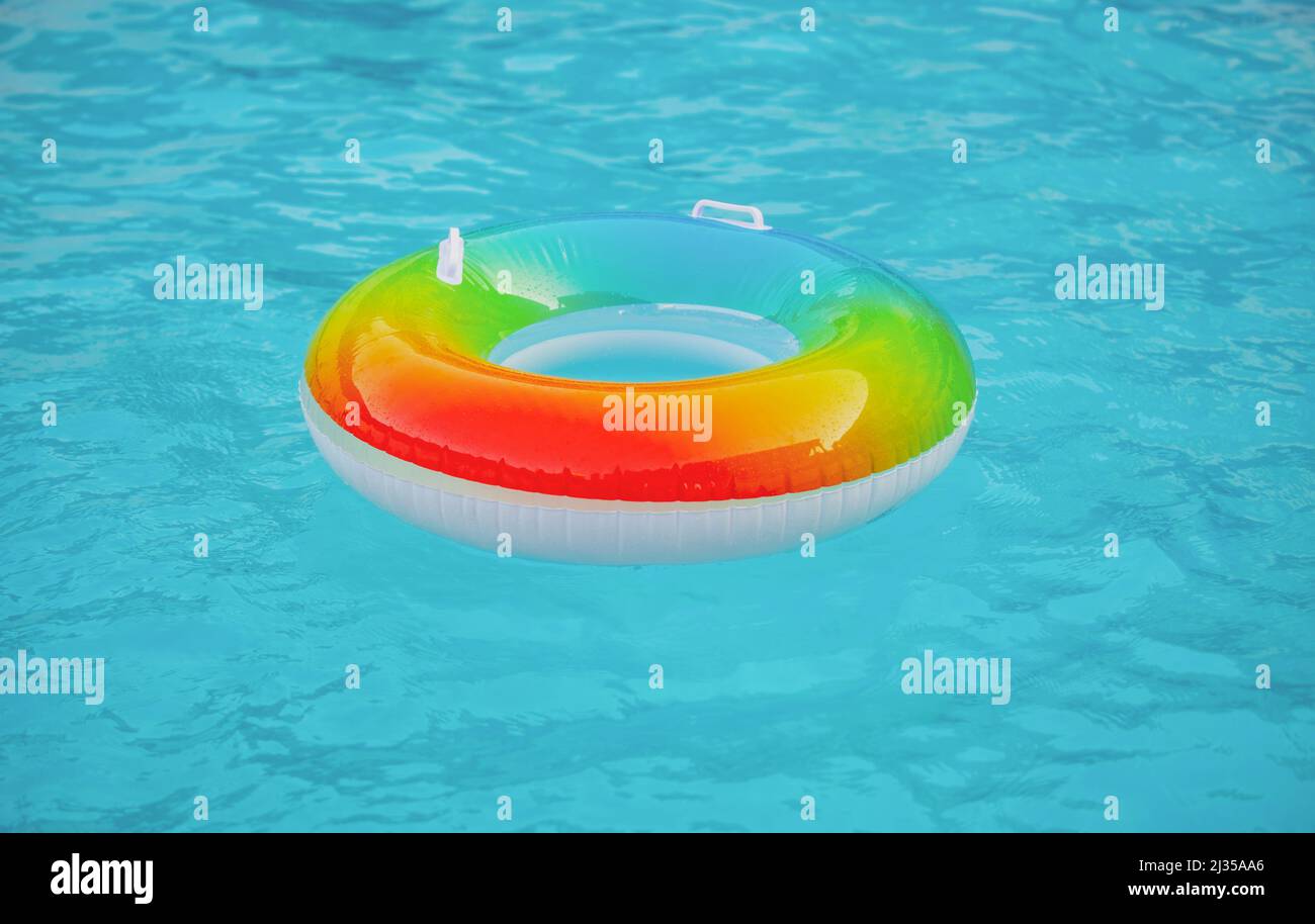 Life save. Safety rubber circle, swimming pool. Help for drowning ...