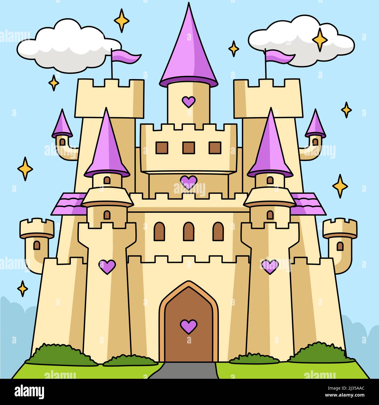 Big Castle Colored Cartoon Illustration Stock Vector Image & Art - Alamy