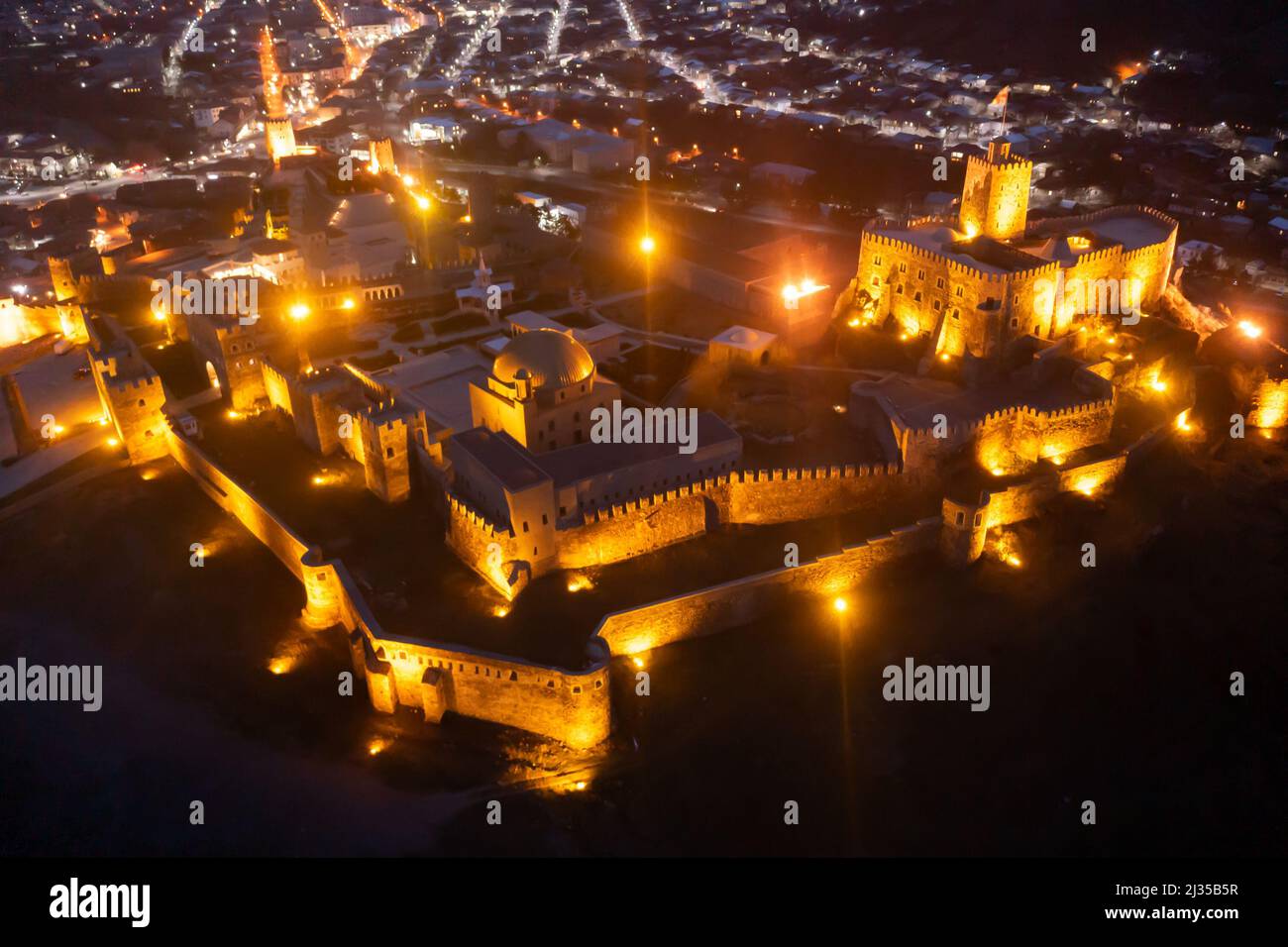 Aerial view of Rabai castle and city center in Akhaltsikhe Stock Photo ...