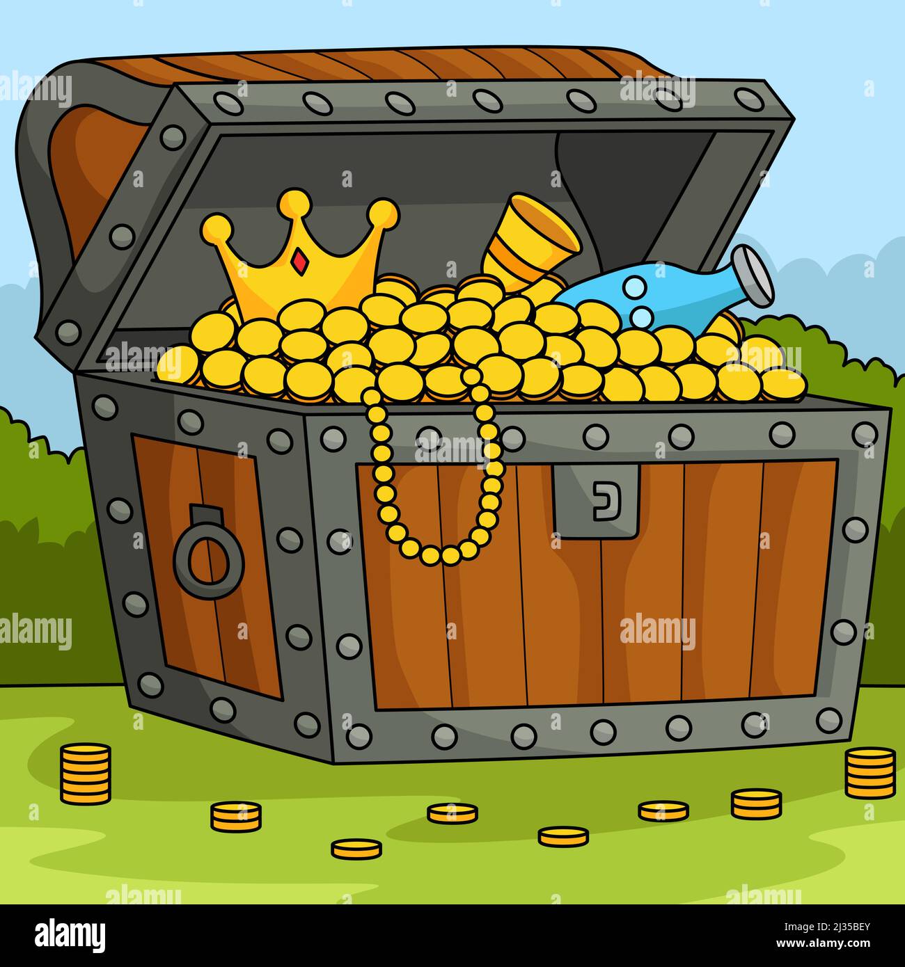 Illustration cartoon treasure chest gold hi-res stock photography and ...