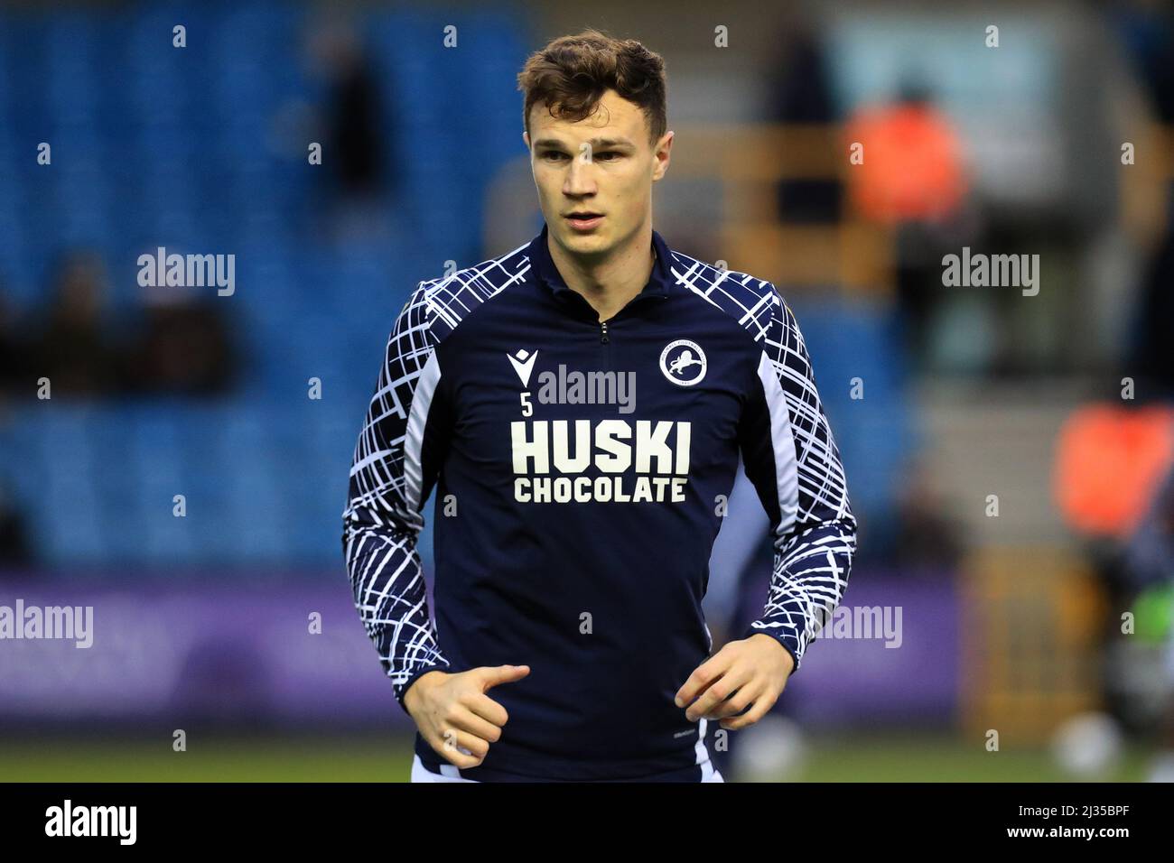 London, UK. 05th Apr, 2022. Jake Cooper #5 of Millwall warming up. in ...