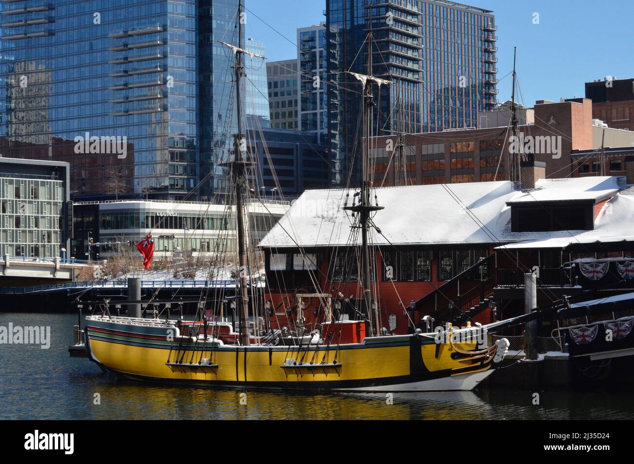 Historic merchant ship replicas on the Charles River in Boston at the ...