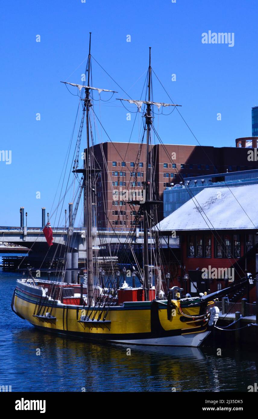 Historic merchant ship replicas on the Charles River in Boston at the ...