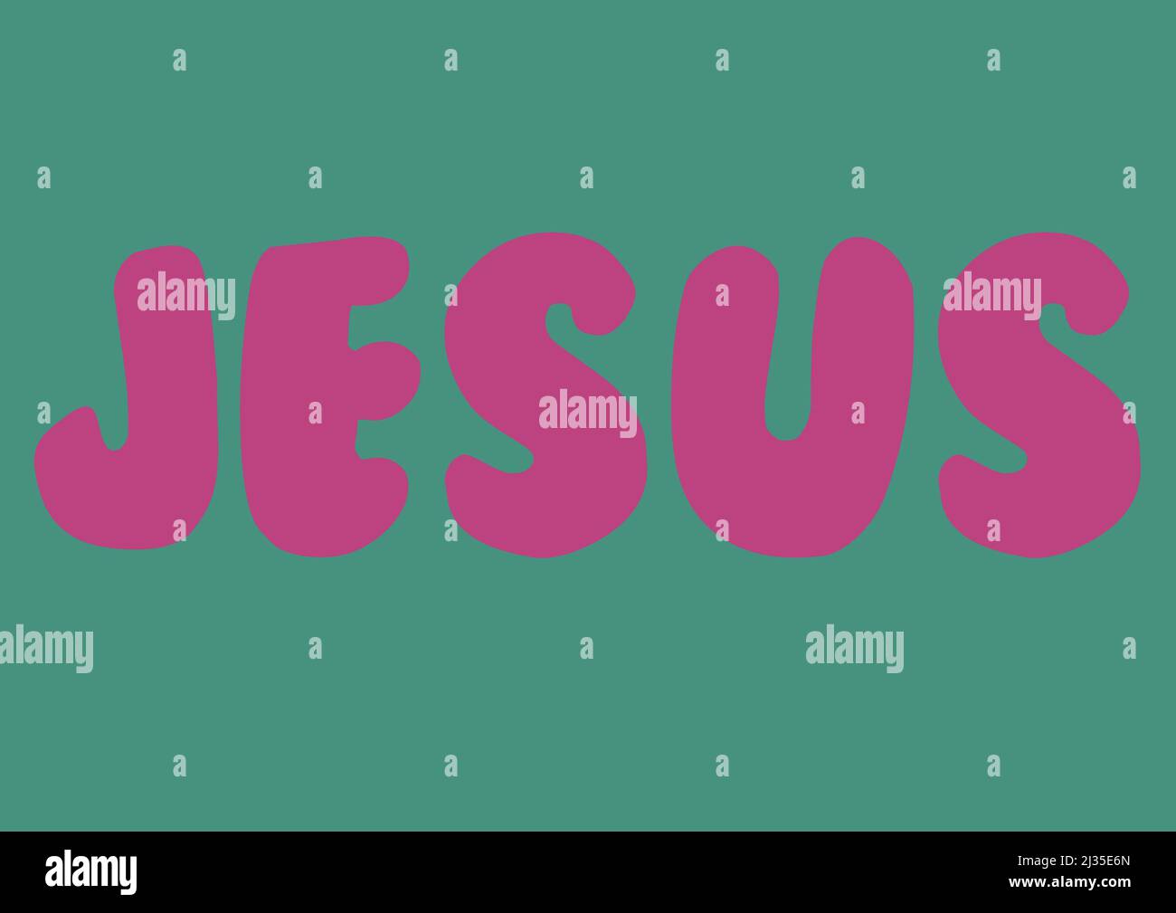 Jesus Word illustrated in green background Stock Photo - Alamy