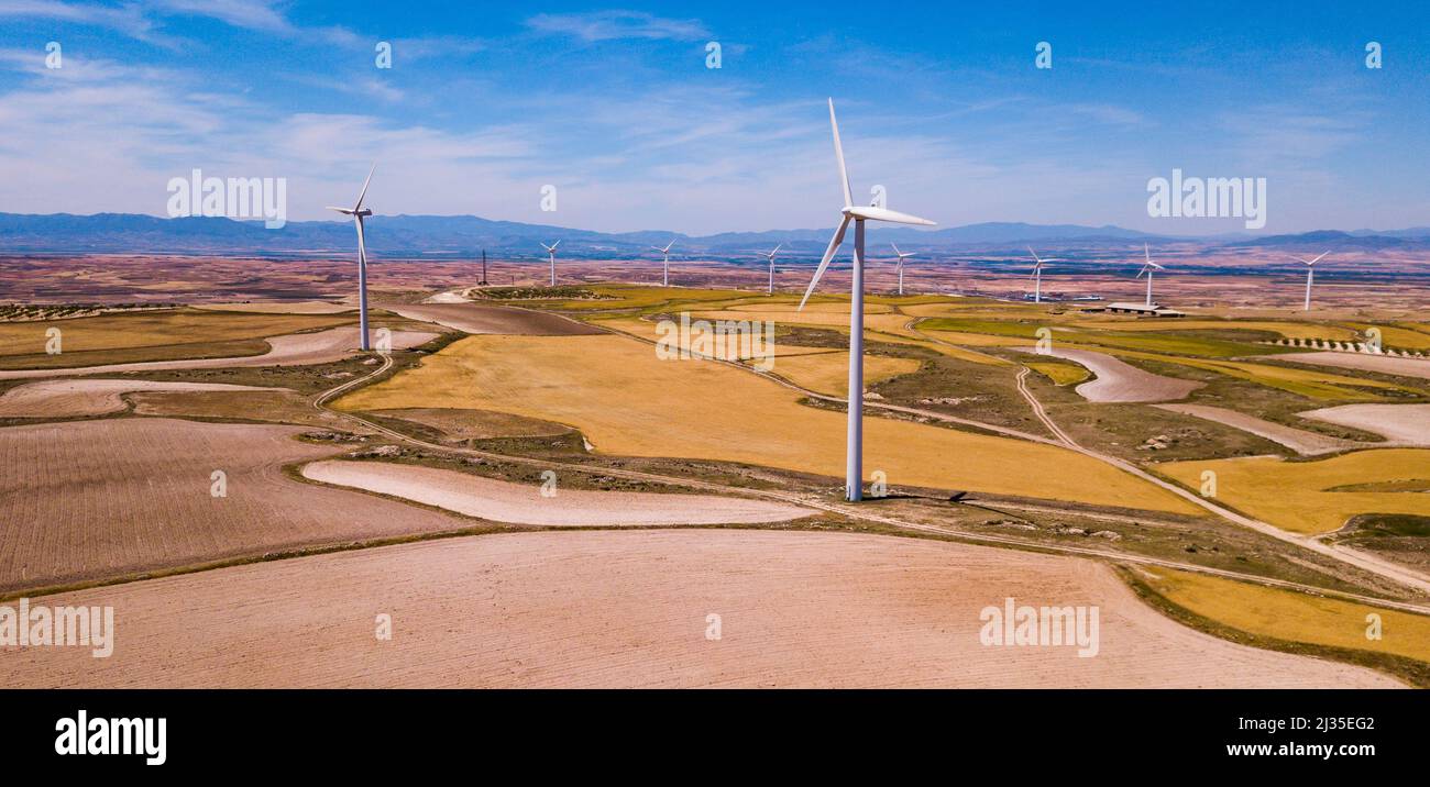 Wind farm near the town of La Muela Stock Photo - Alamy
