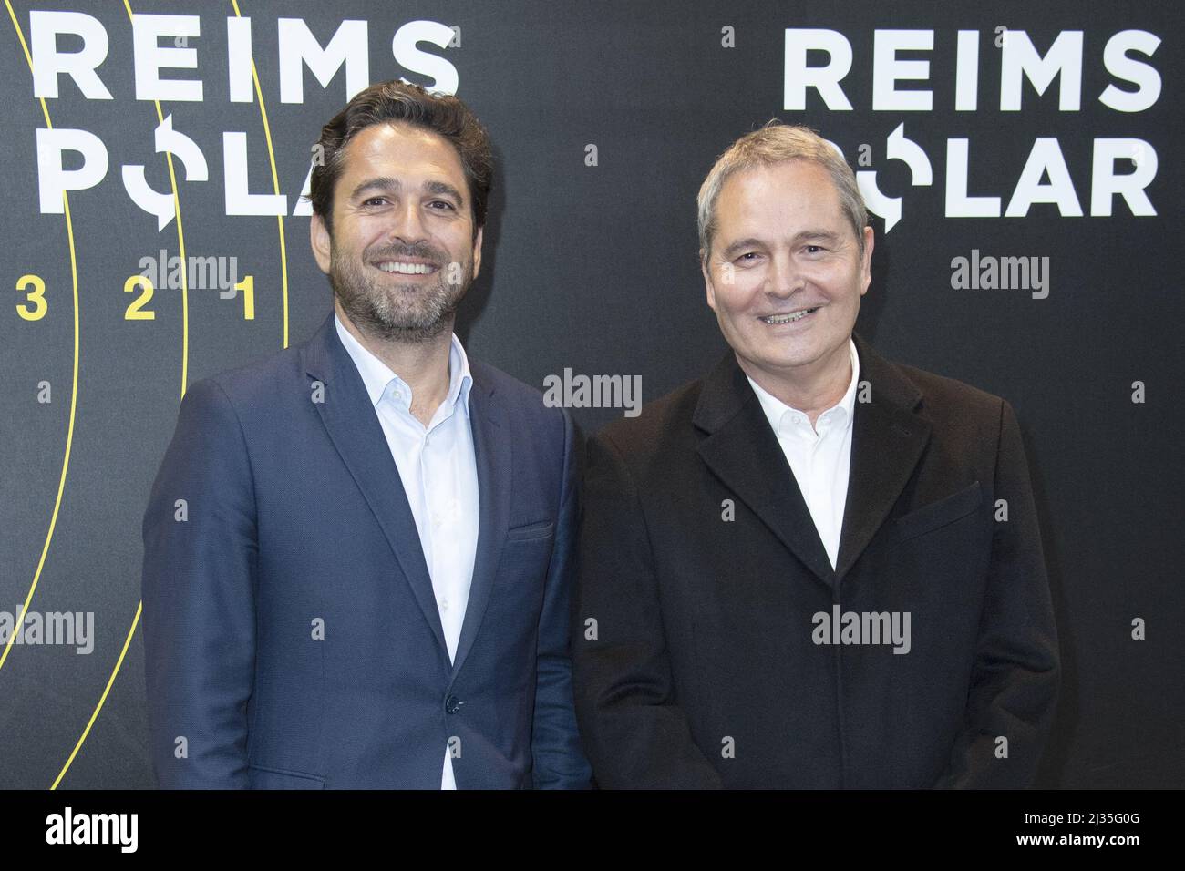 Mayor of Reims city Arnaud Robinet and Bruno Barde attending the ...