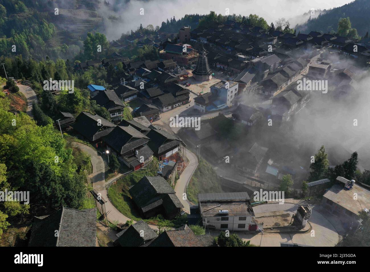 CONGJIANG, CHINA - APRIL 3, 2022 - Aerial photo taken on April 3, 2022 ...