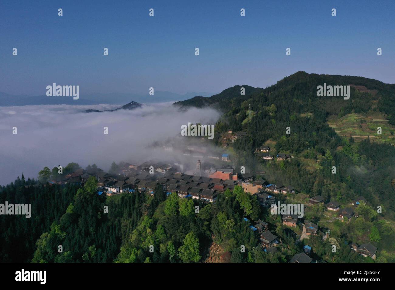 CONGJIANG, CHINA - APRIL 3, 2022 - Aerial photo taken on April 3, 2022 ...