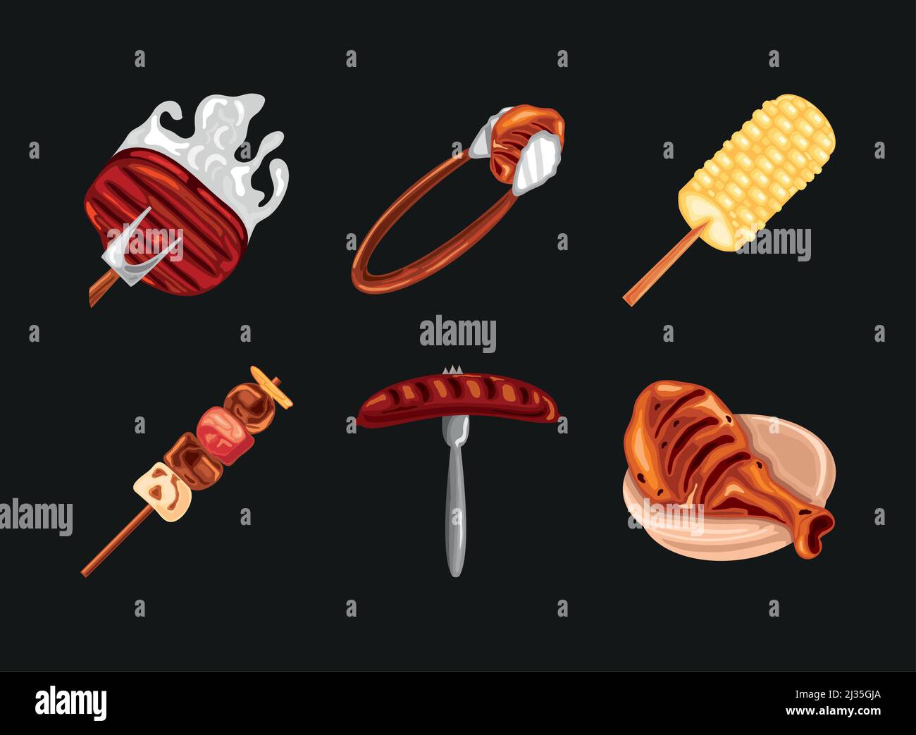 bbq food icon set Stock Vector Image & Art - Alamy