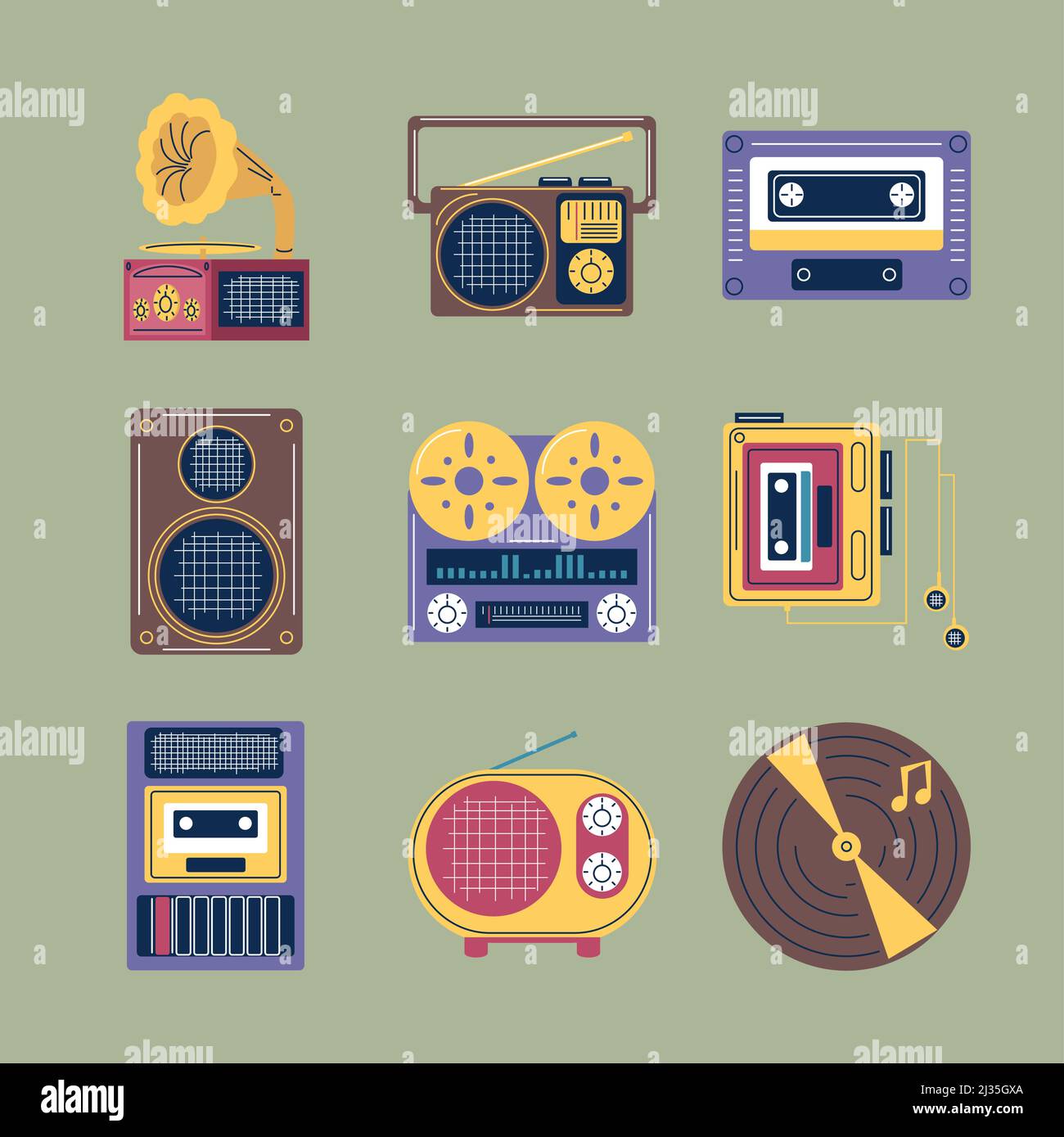retro music icons Stock Vector Image & Art - Alamy