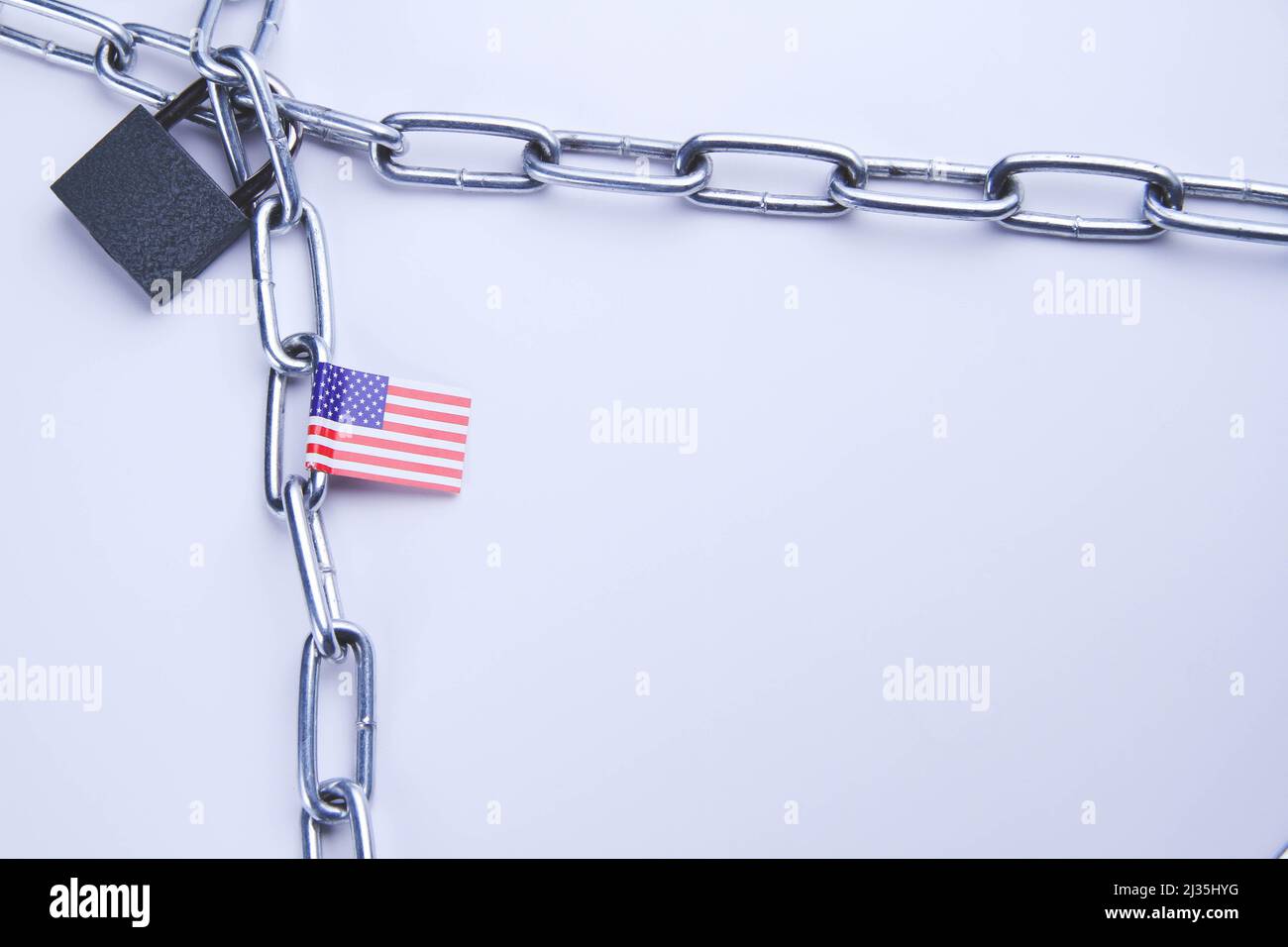 American flag. Import and export ban. Closed borders. Arrest of ...
