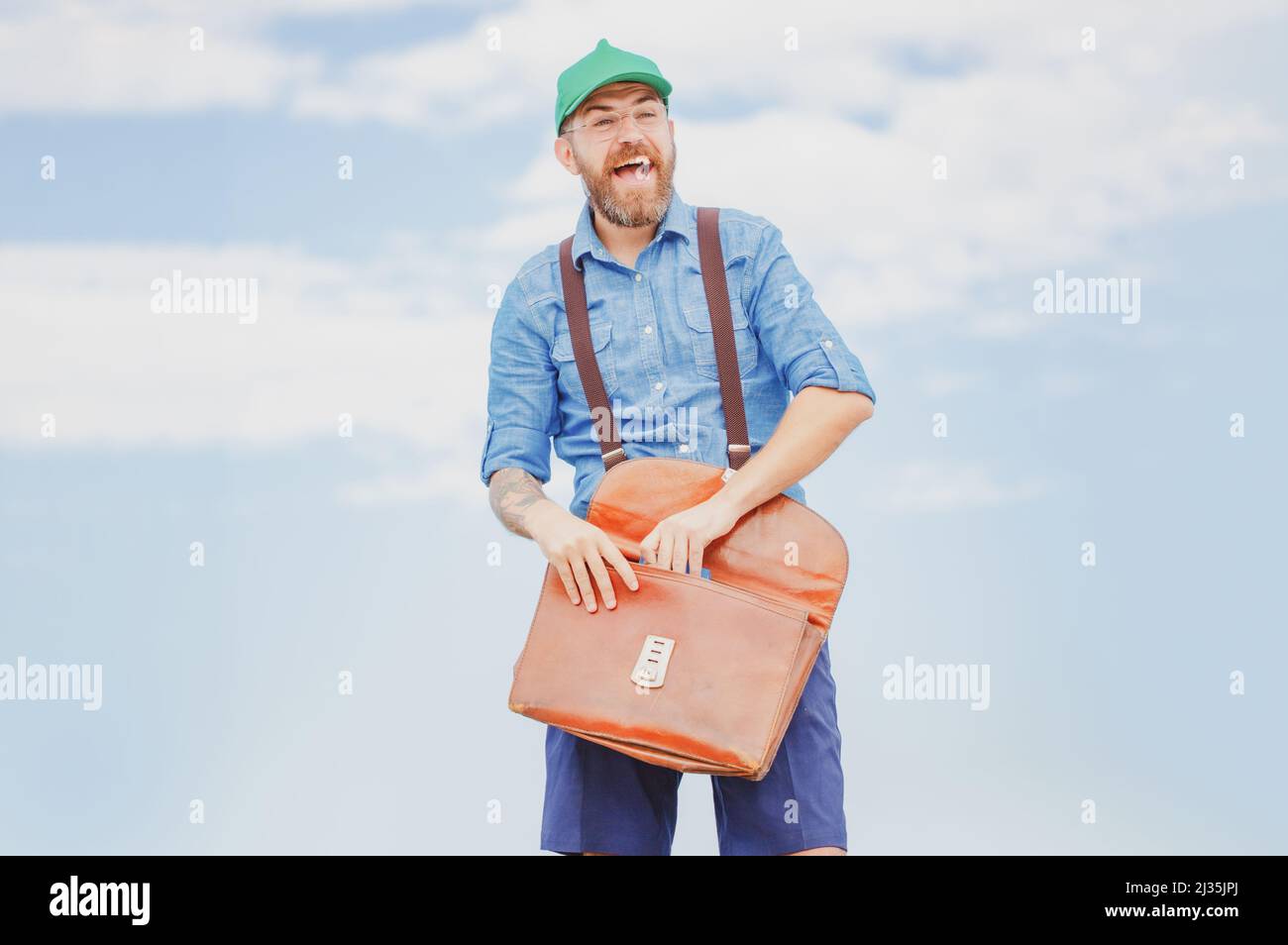 Crazy postman man. Meme funny emotions. Funny man with beard and ...