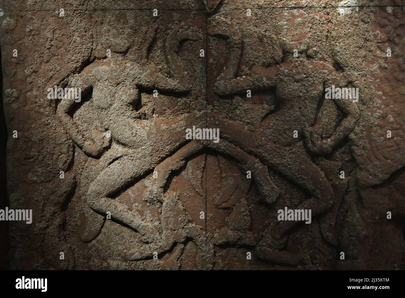 Reliefs of apsara (semi-divine celestial figure) carved on a pillar at ...