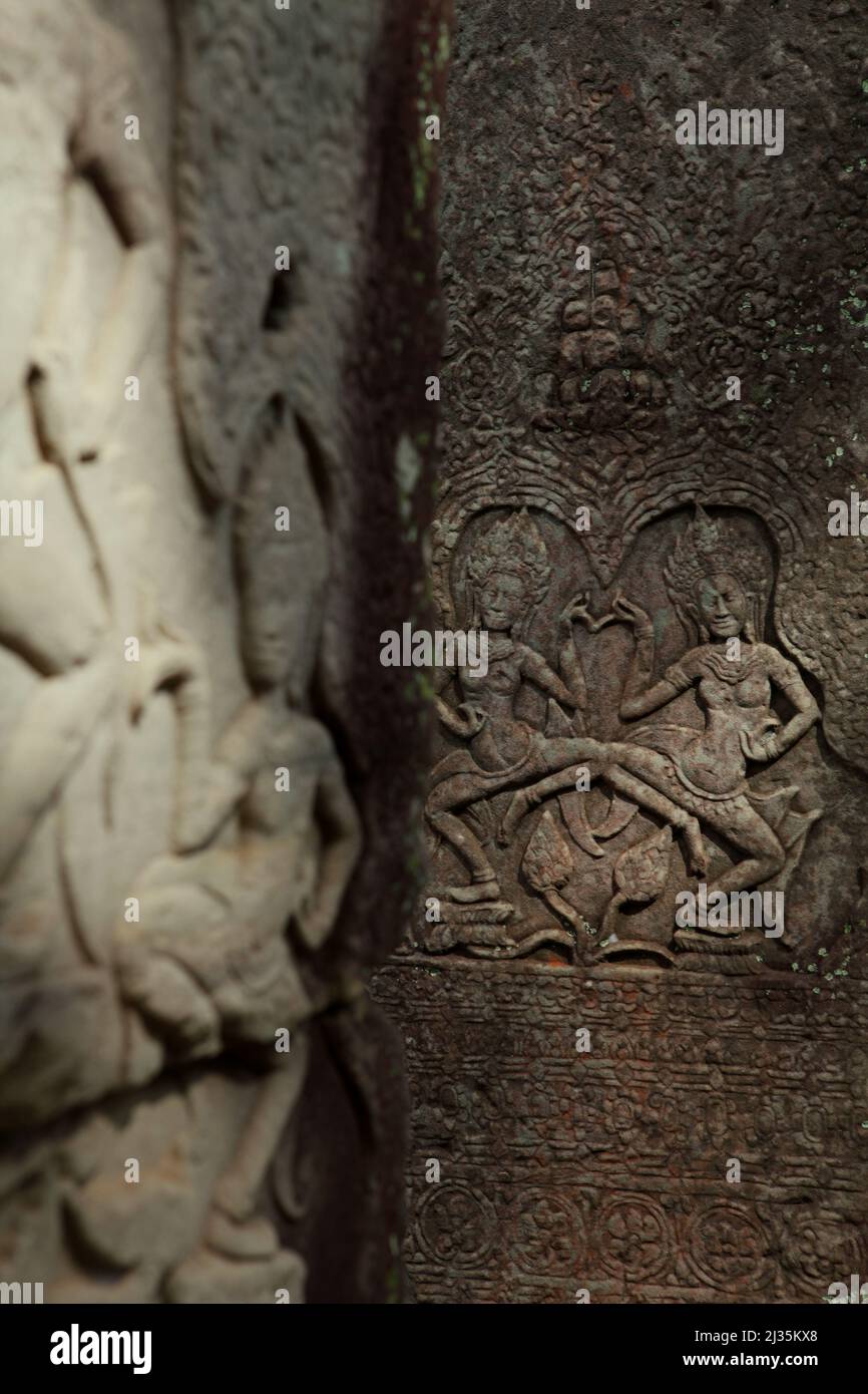 Reliefs of apsara (semi-divine celestial figure, daughter of God ...