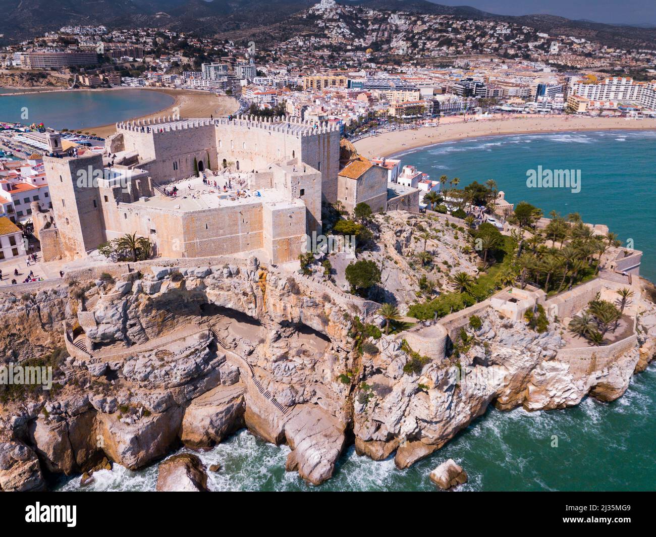 Aerial view of Peniscola with castle Stock Photo - Alamy