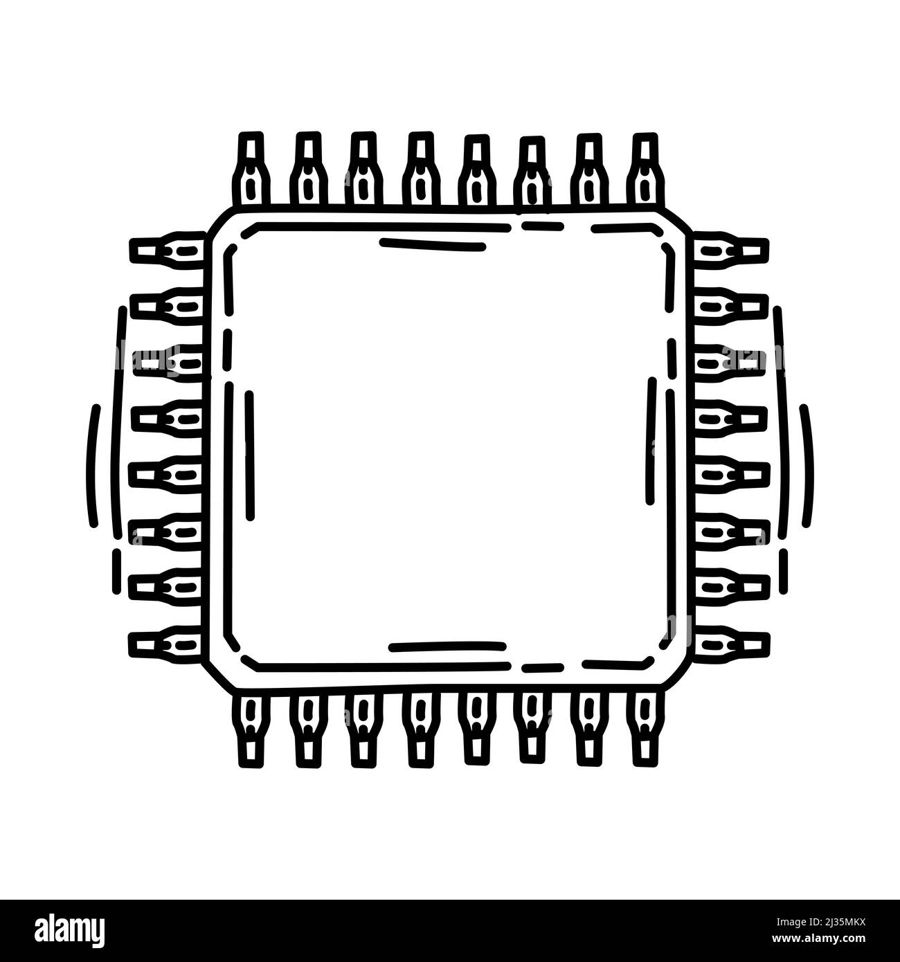 Chip Component Part of Computer Accessories and Hardware Hand Drawn Icon Set Vector Stock Vector ...
