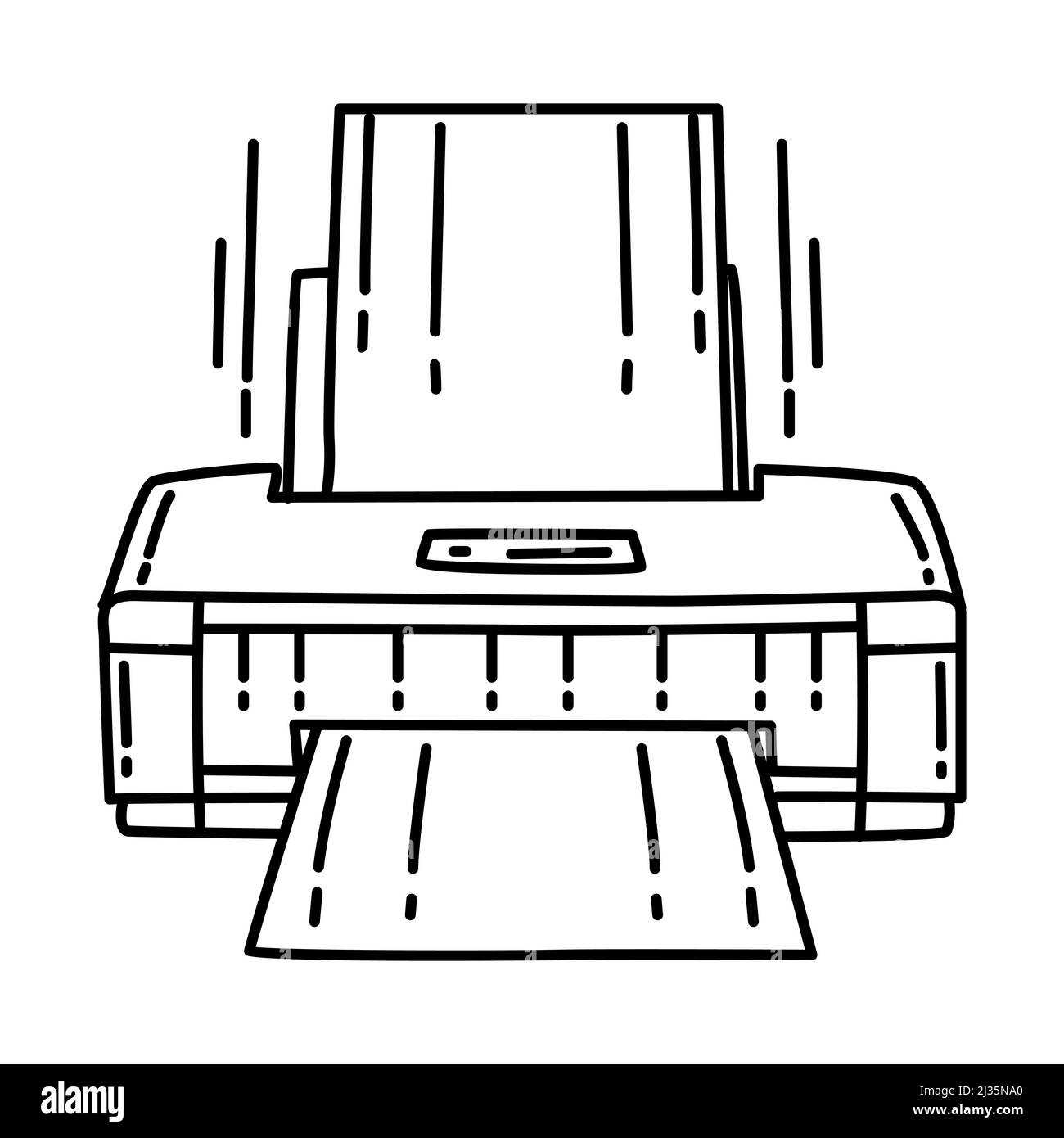 Printer Portable Part of Computer Accessories and Hardware Hand Drawn ...