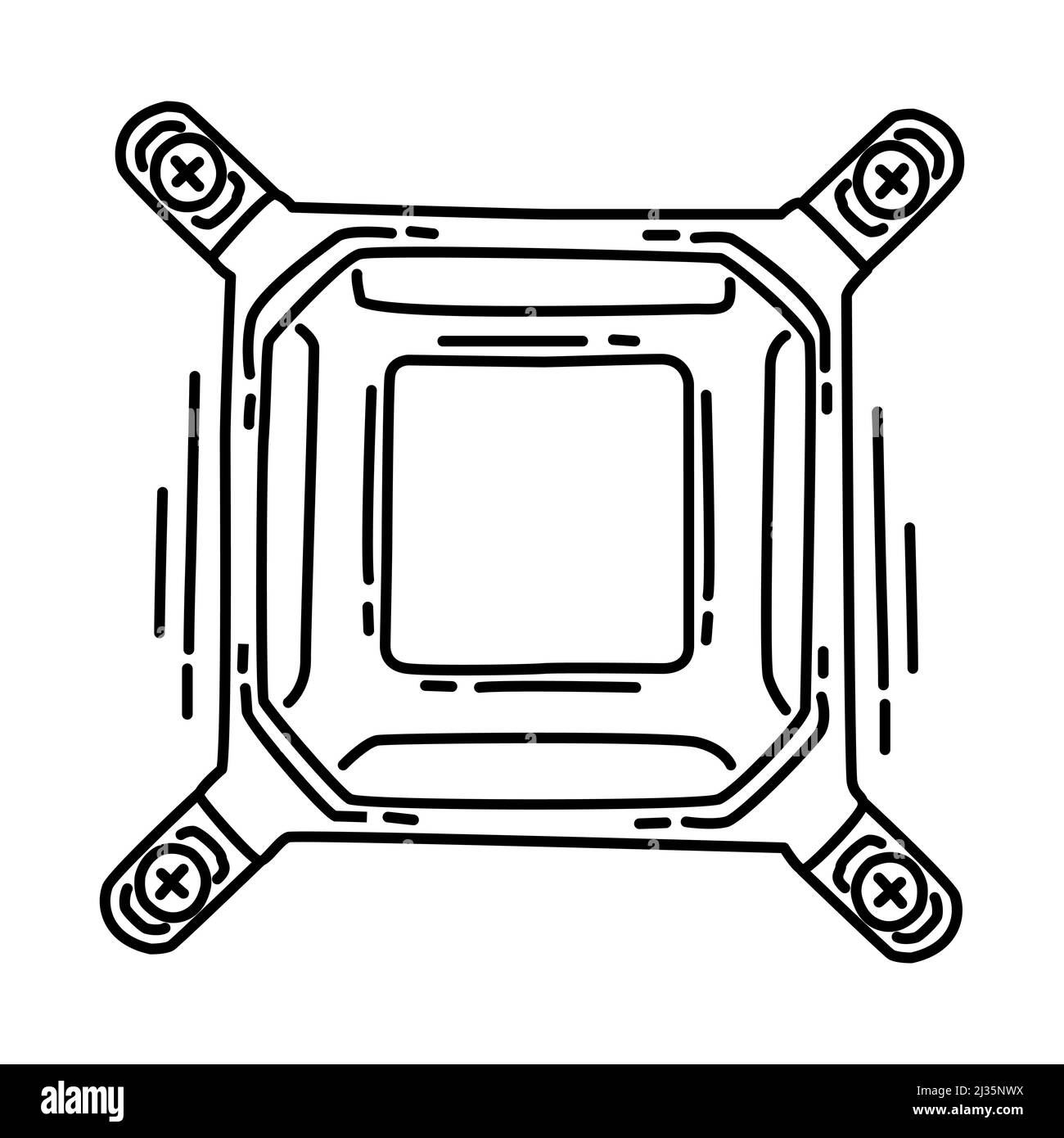 CPU Cooler Brackets Part of Computer and Hardware Hand Drawn Icon Set Vector Stock Vector Image ...