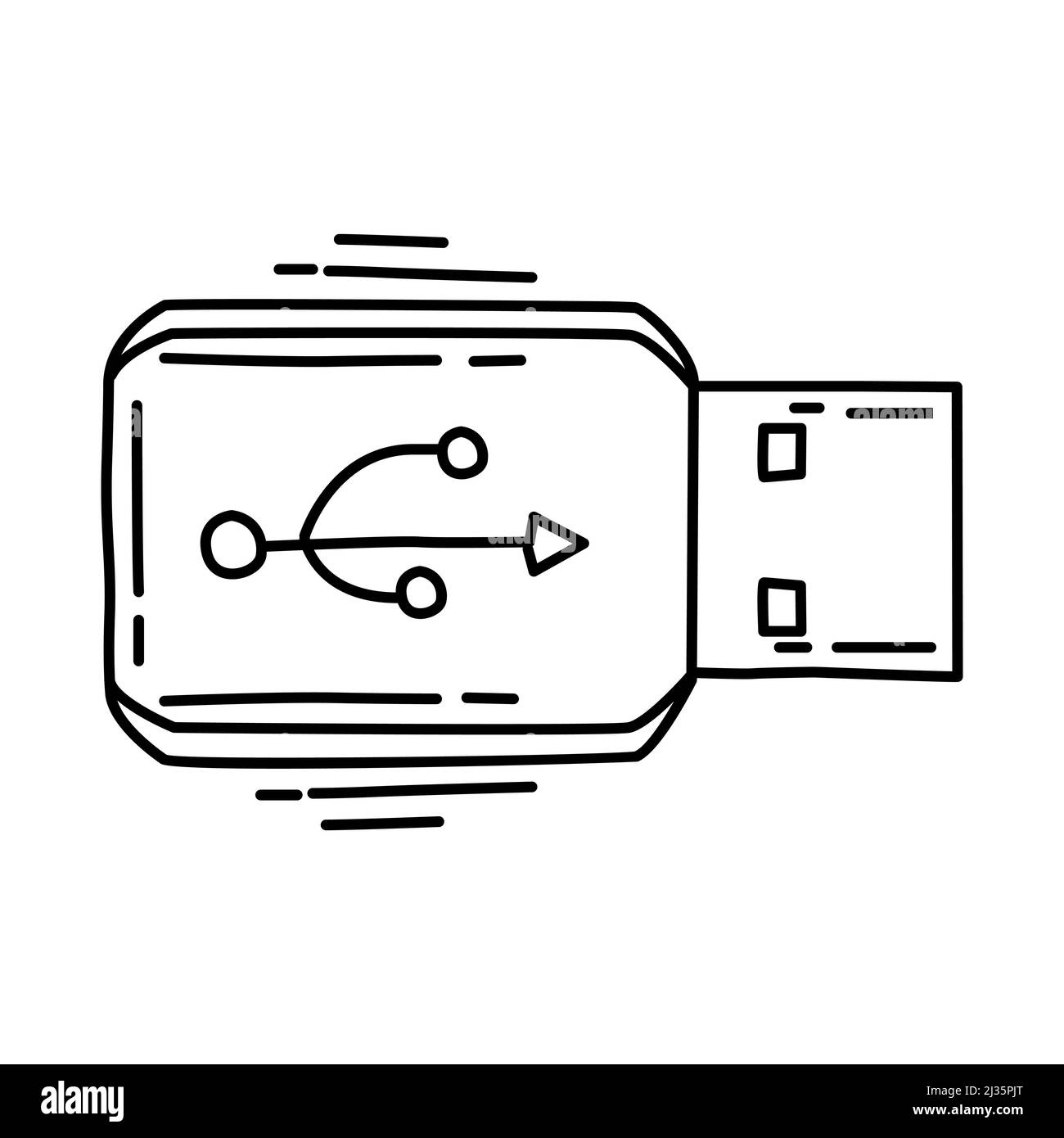 Flashdisk USB Part of Computer and Hardware Hand Drawn Icon Set Vector ...