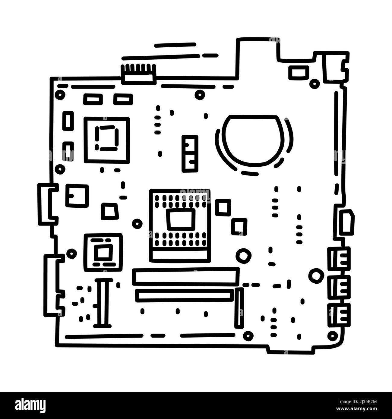 Motherboard Laptop Part of Computer and Hardware Hand Drawn Icon Set ...