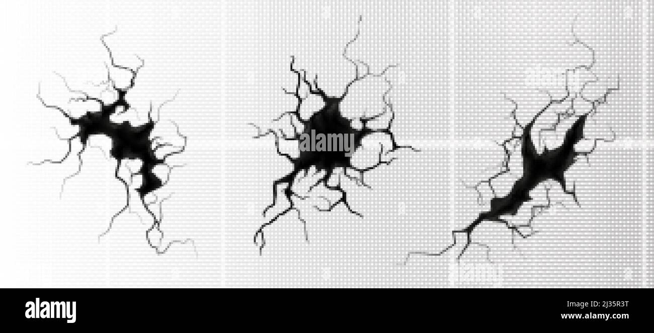 Ground cracks top view, earthquake cracking holes, ruined land surface ...