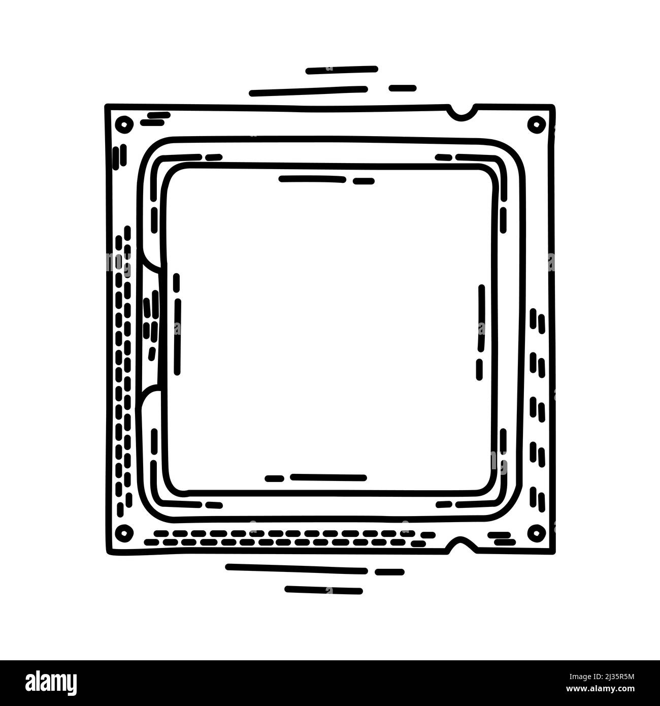 Processor Unit Part of Computer and Hardware Hand Drawn Icon Set Vector ...