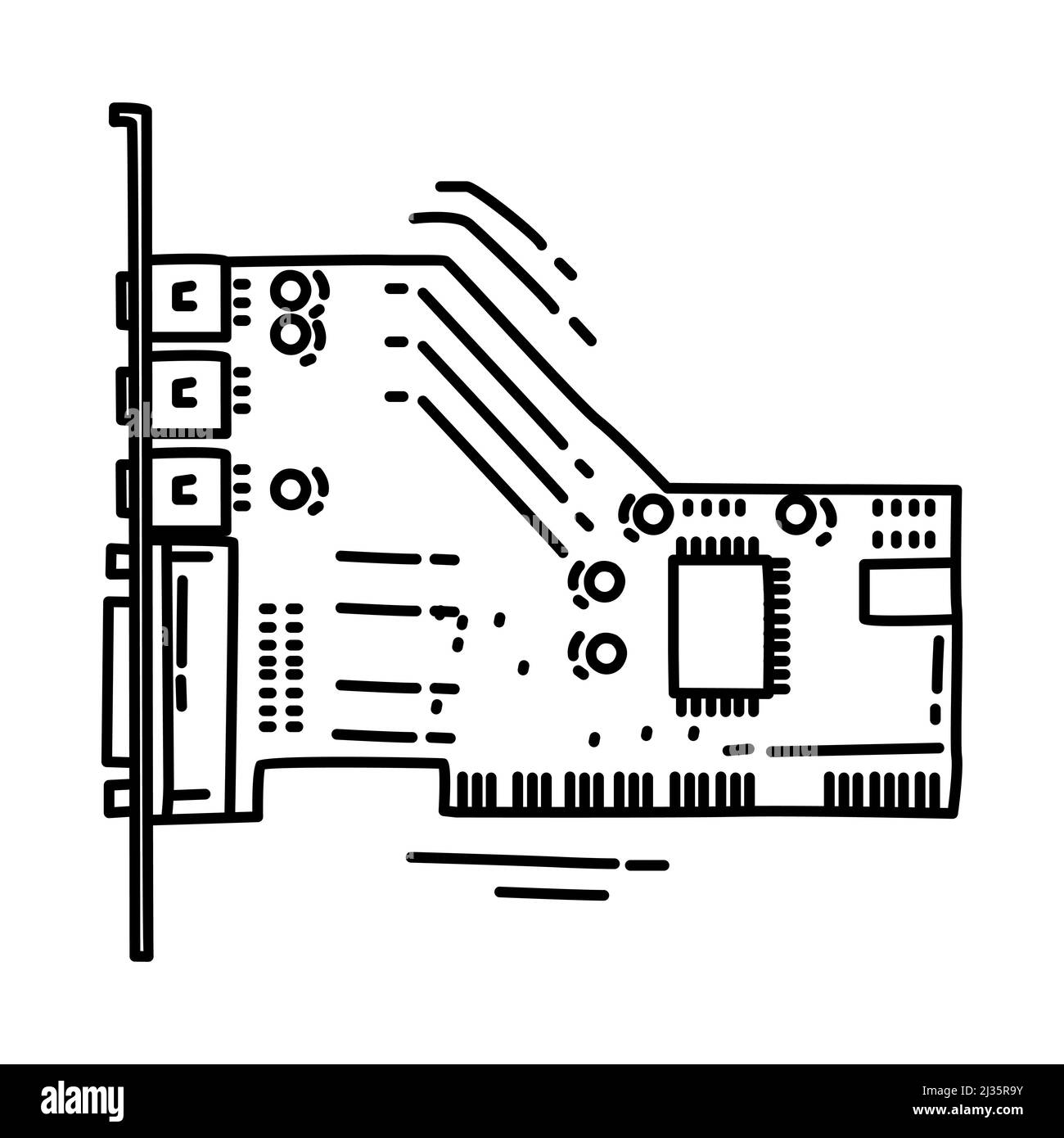 Sound Card for PC Part of Computer and Hardware Hand Drawn Icon Set ...