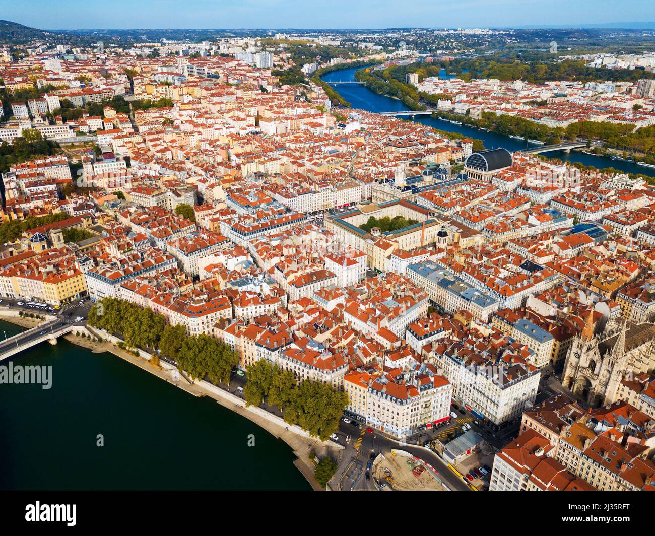 Aerial panoramic view of Lyon Stock Photo - Alamy