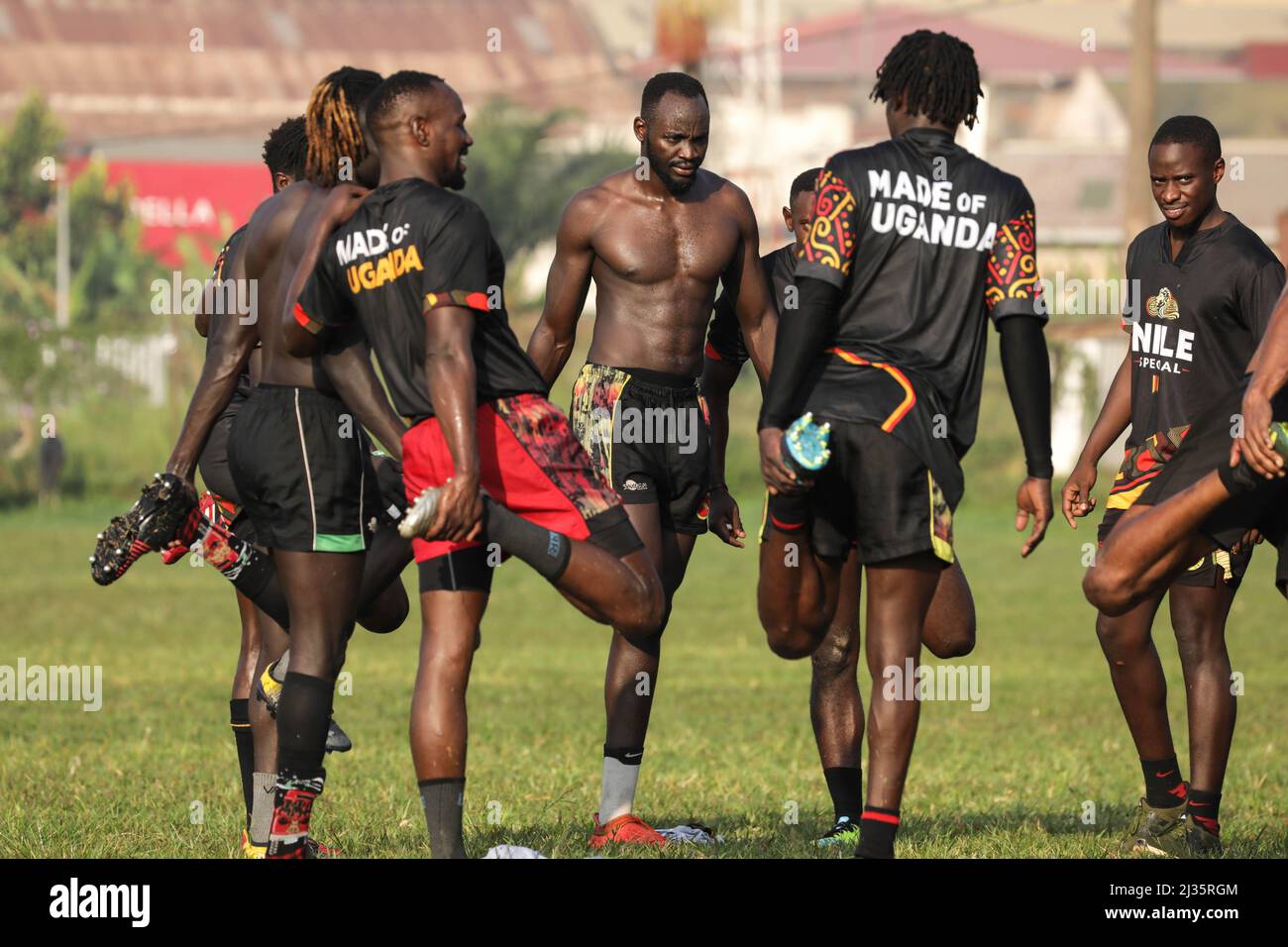 Kampala, Uganda. 5th Apr, 2022. Players of Uganda's Rugby Sevens team ...