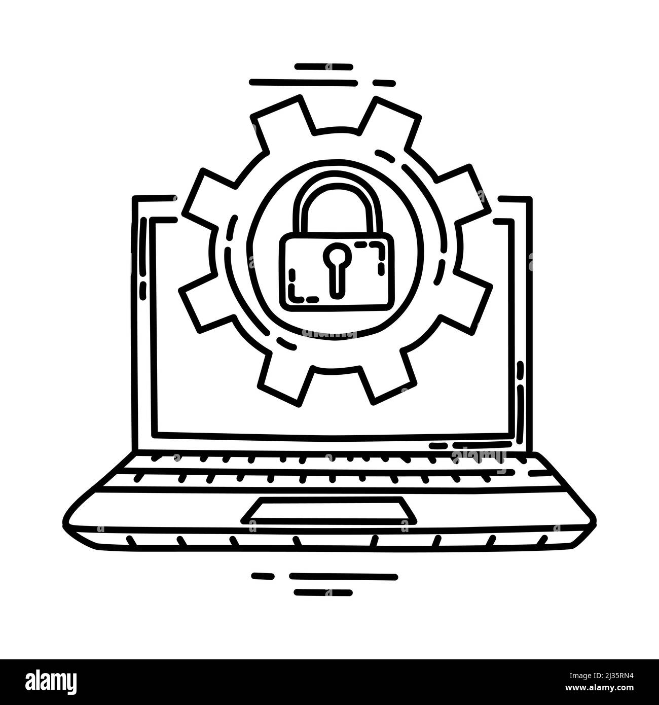 Computer Lock Part of Computer and Operating System Hand Drawn Icon Set Vector Stock Vector ...