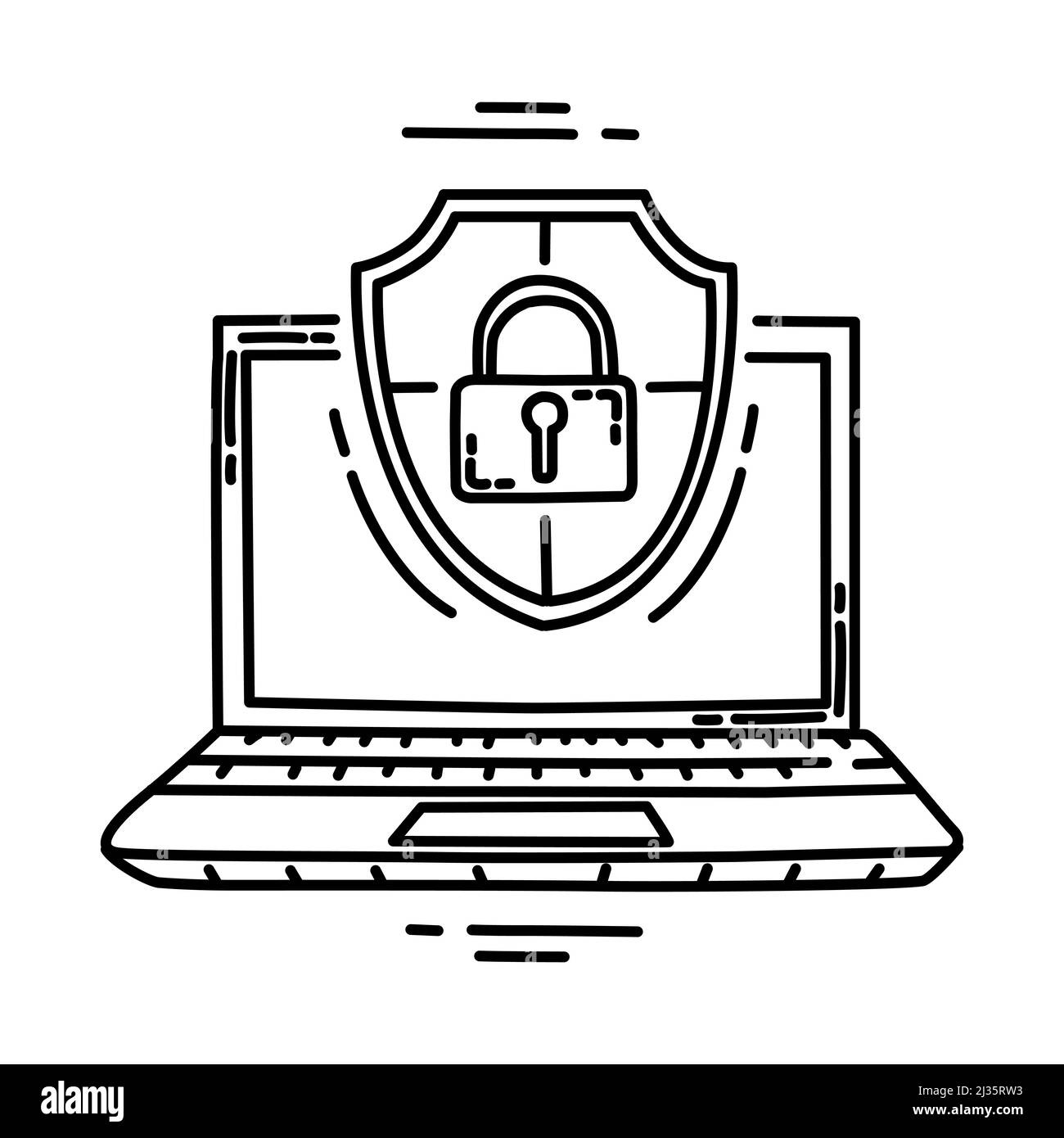 Computer Security Part of Computer and Operating System Hand Drawn Icon ...