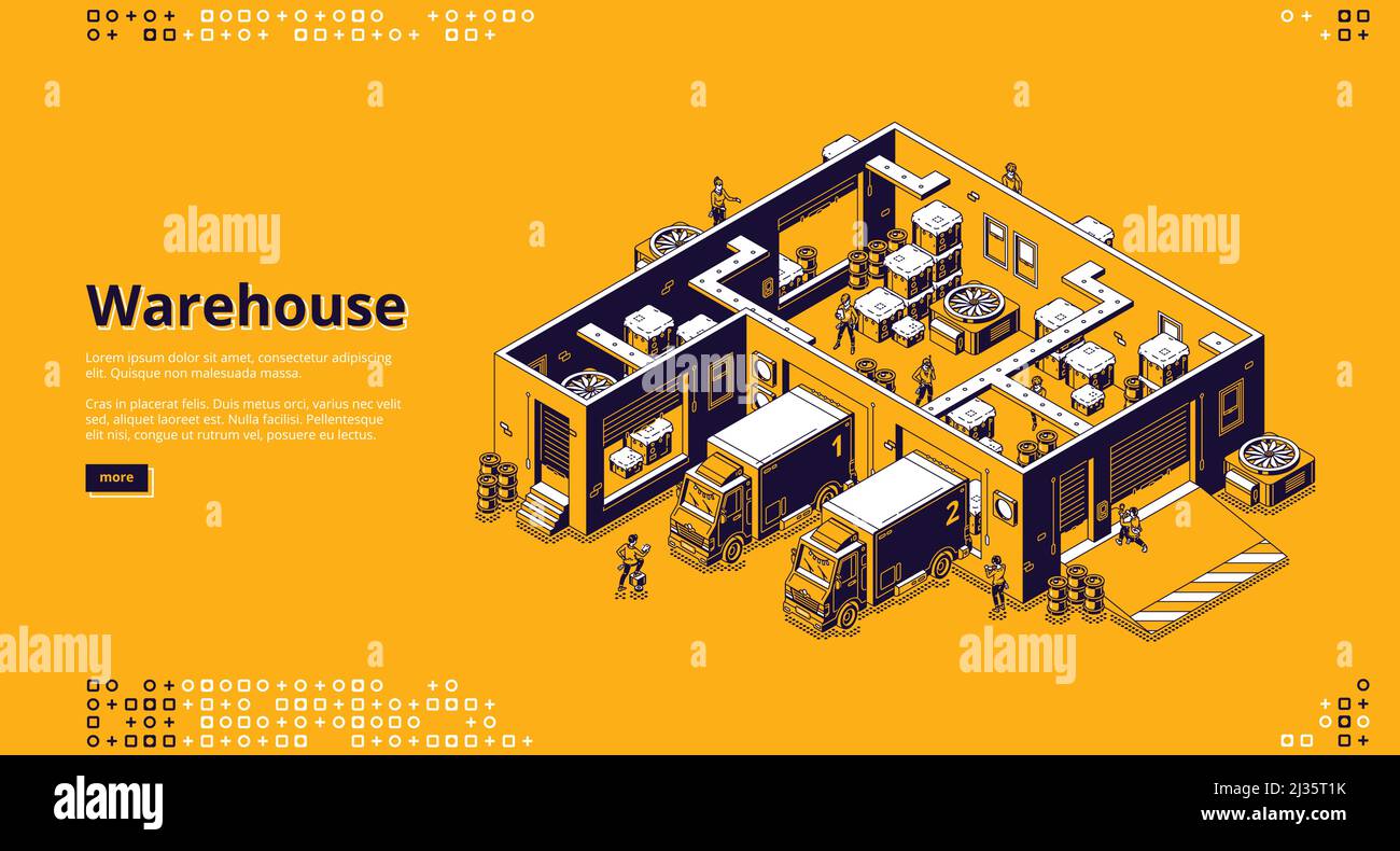 Warehouse banner. Logistic infrastructure for storage, distribution and ...