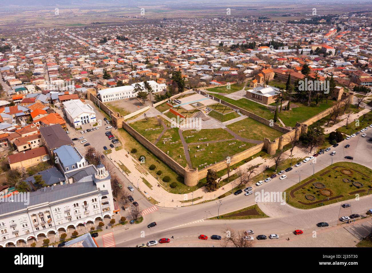 View from drone of Georgian town Telavi Stock Photo - Alamy