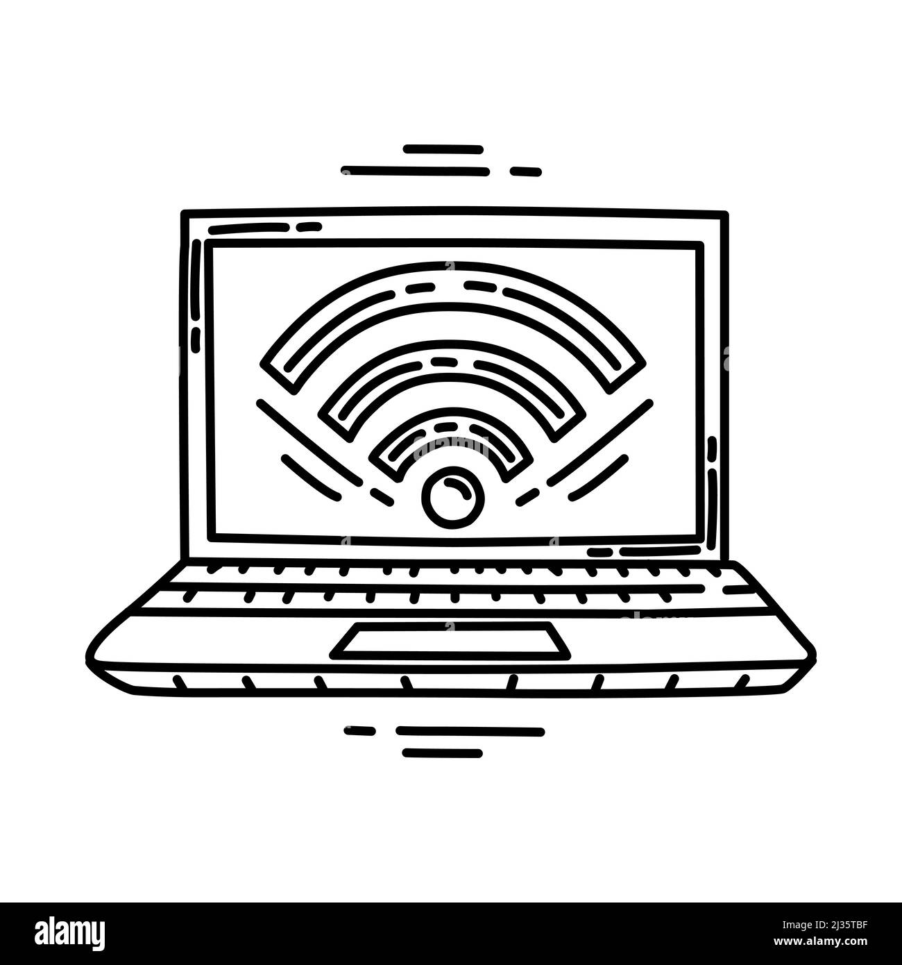 Mobile Hotspot In Computer Part Of Computer And Operating System Hand Drawn Icon Set Vector