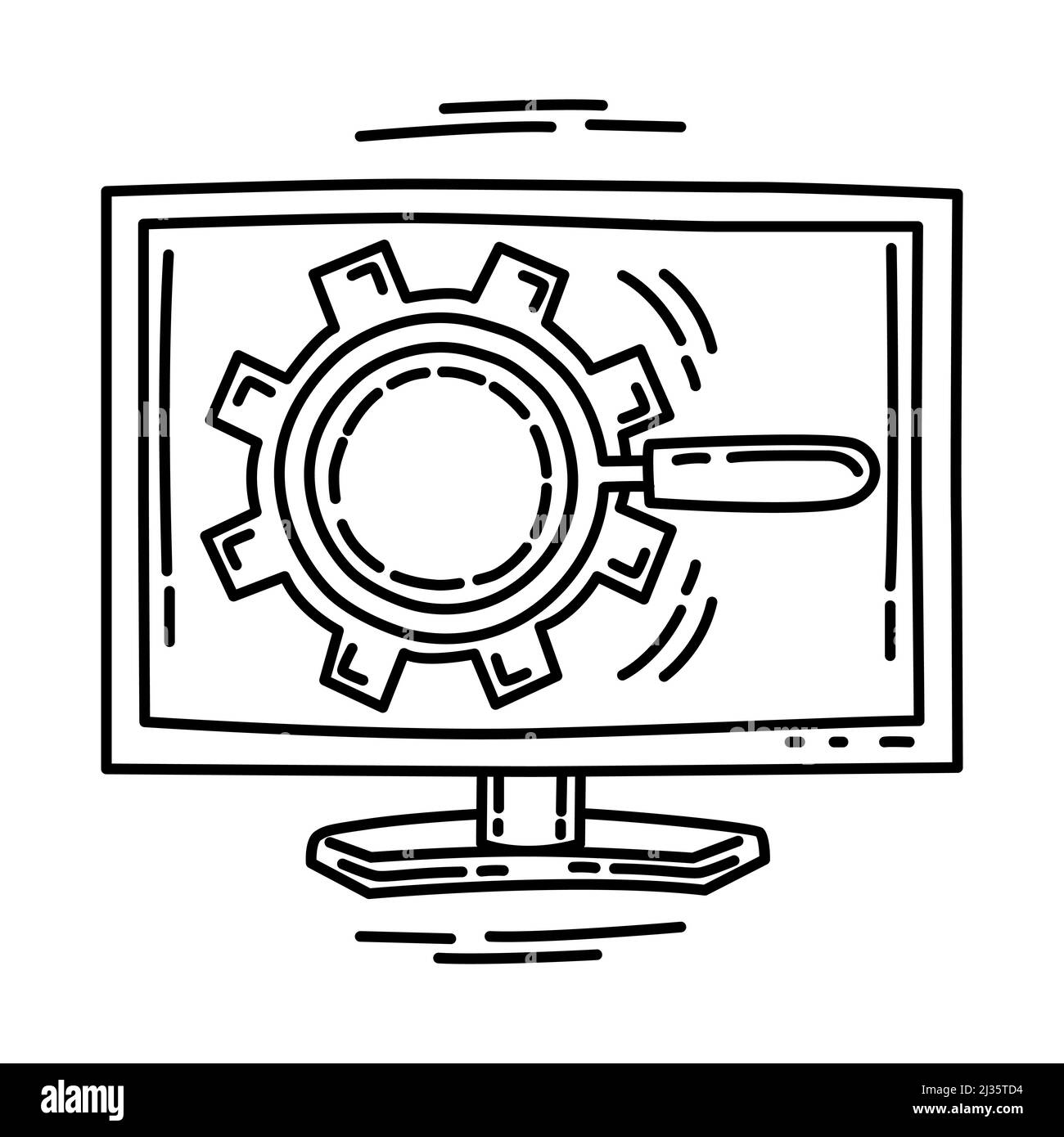 Magnifier Setting Part of Computer and Operating System Hand Drawn Icon ...