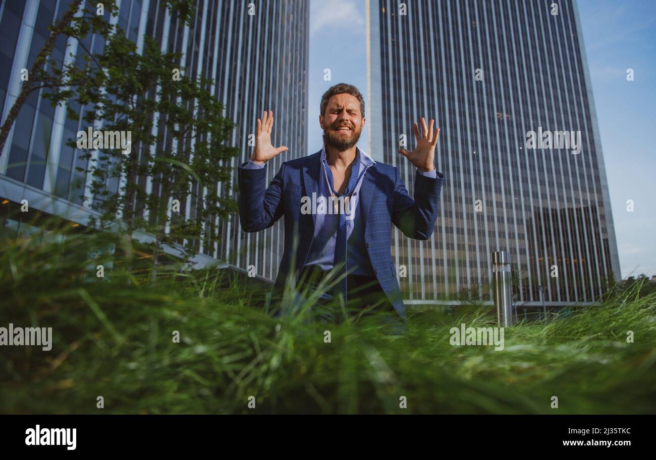 Stressed businessman crying. Business man in sad depressed crying ...