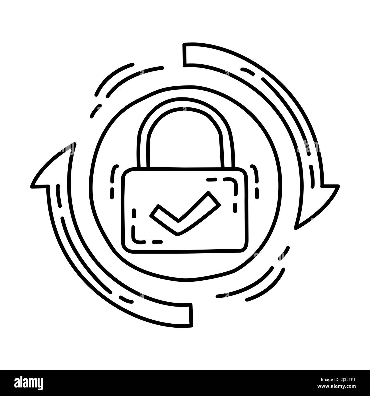 Update And Security Part Of Computer And Operating System Hand Drawn Icon Set Vector Stock 